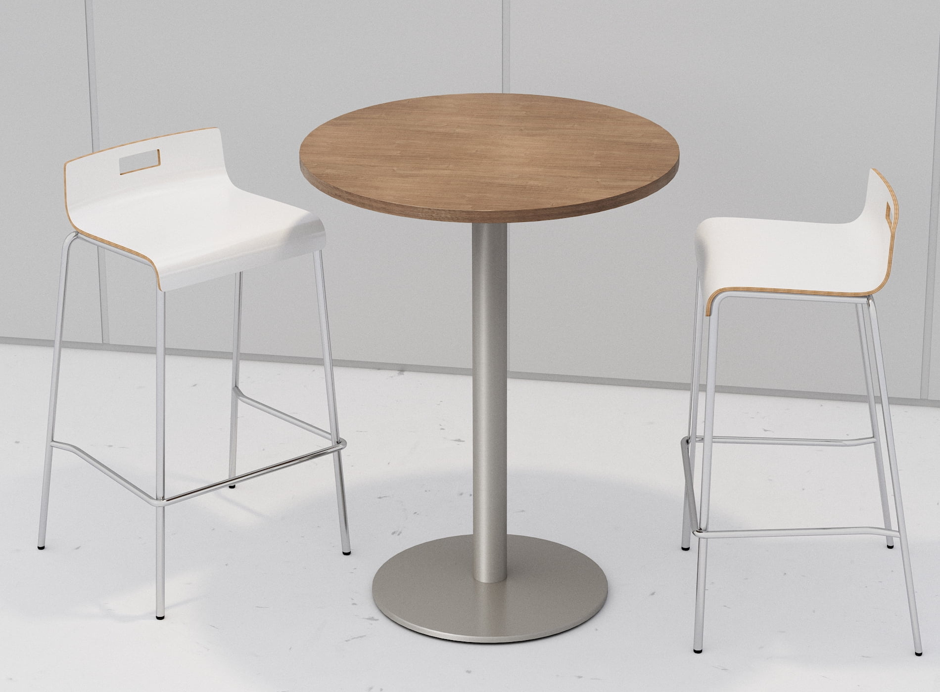 KFI Studios Mode Round 2.5' Bistro Table Set, River Cherry, 2 White ...