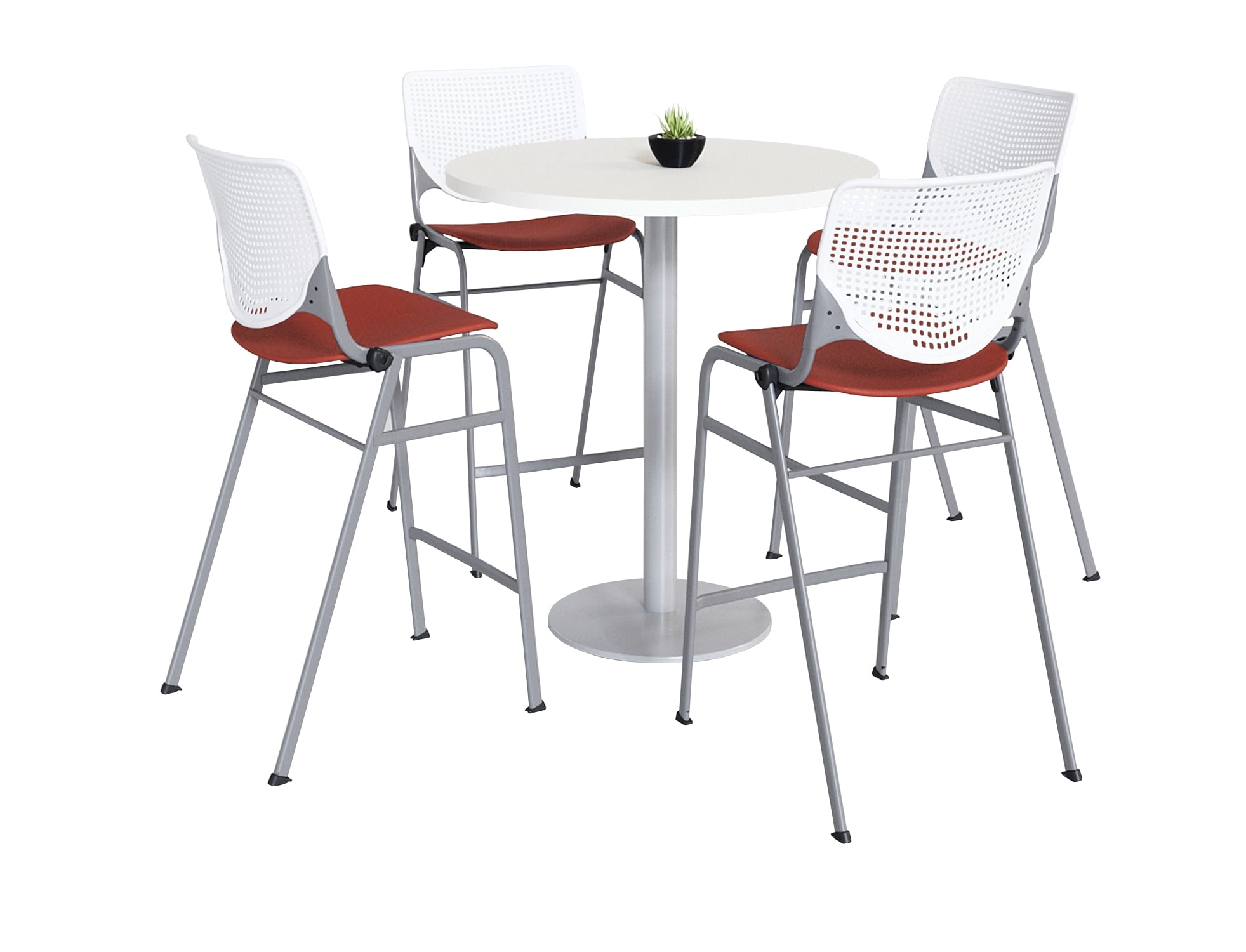 KFI Studios Mode Round 3' Bistro Table Set, Designer White, 4 Coral KOOL Barstools - Walmart.com