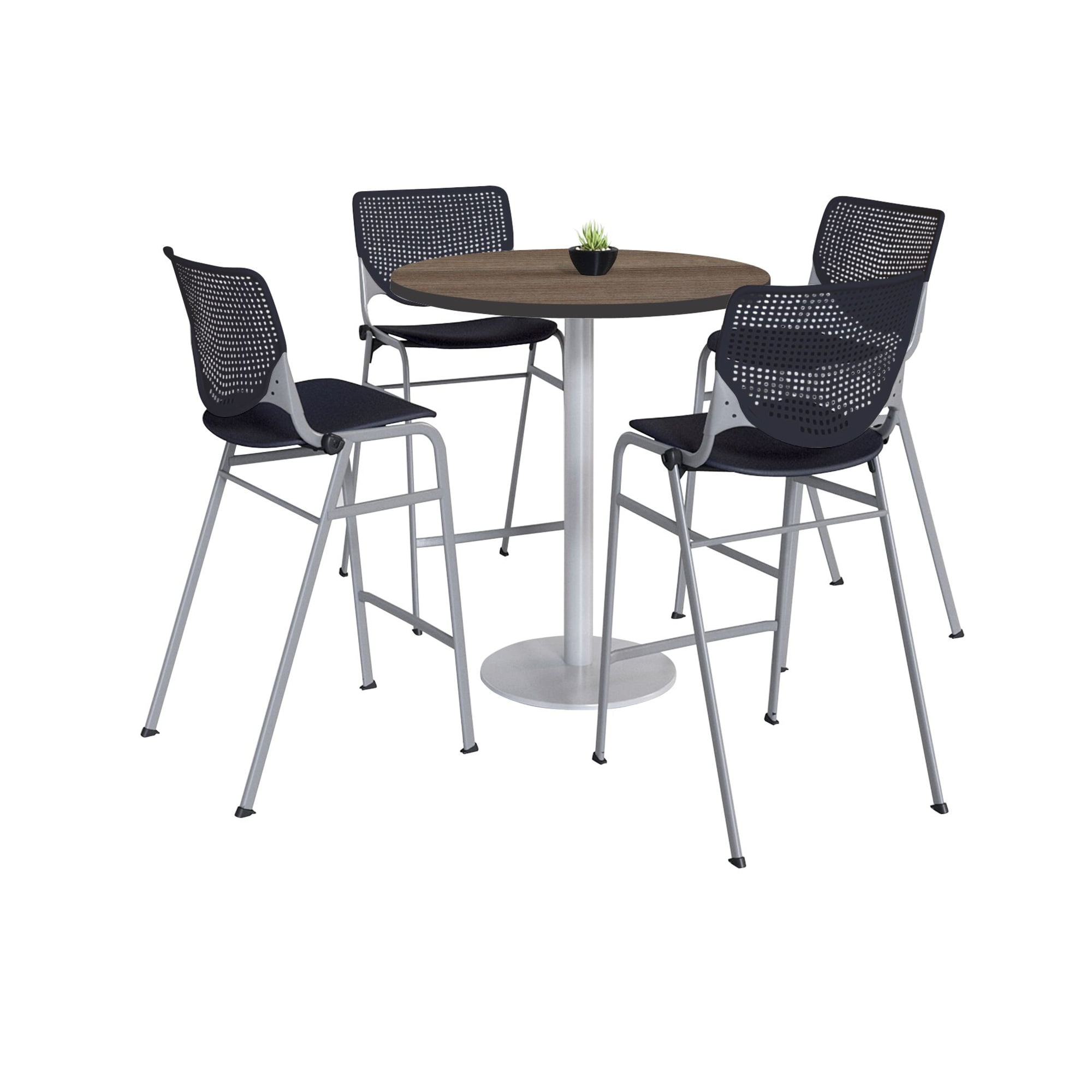 KFI Studios Mode Round 3' Bistro Table Set, Studio Teak, 4 Black KOOL ...