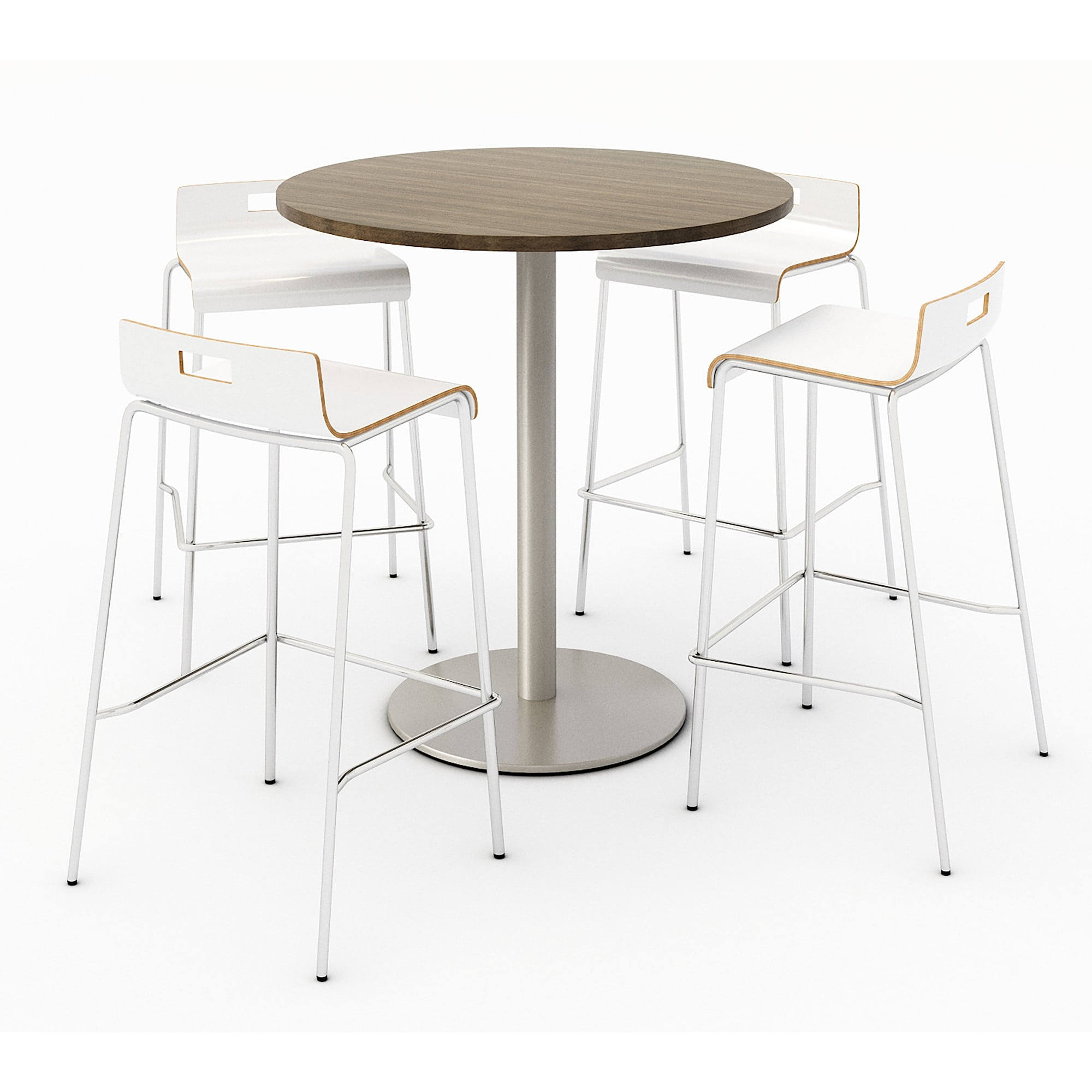 KFI Studios Mode Round 3' Bistro Table Set, Studio Teak, 4 White Jive Barstools - Walmart.com