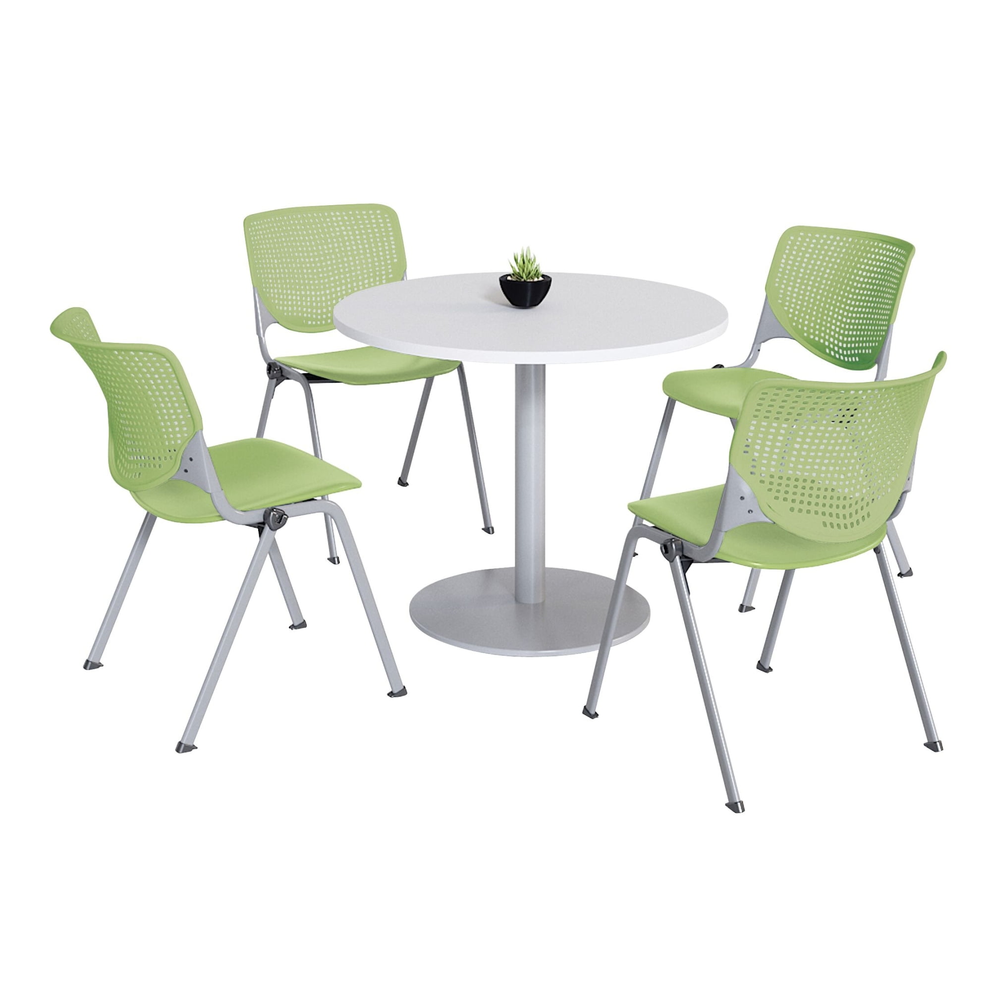 KFI Studios Mode Round 3' Dining Table Set, Designer White, 4 Lime ...