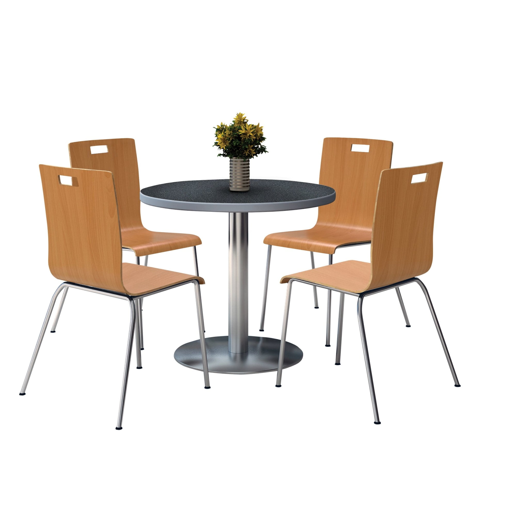 KFI Studios Mode Round 3' Dining Table Set, Graphite Nebula, 4 Natural Jive Chairs - Walmart.com