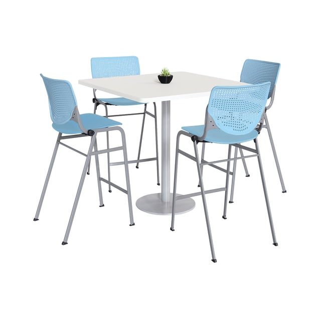 KFI Studios Mode Square 3.5' Bistro Table Set, Designer White, 4 Sky ...