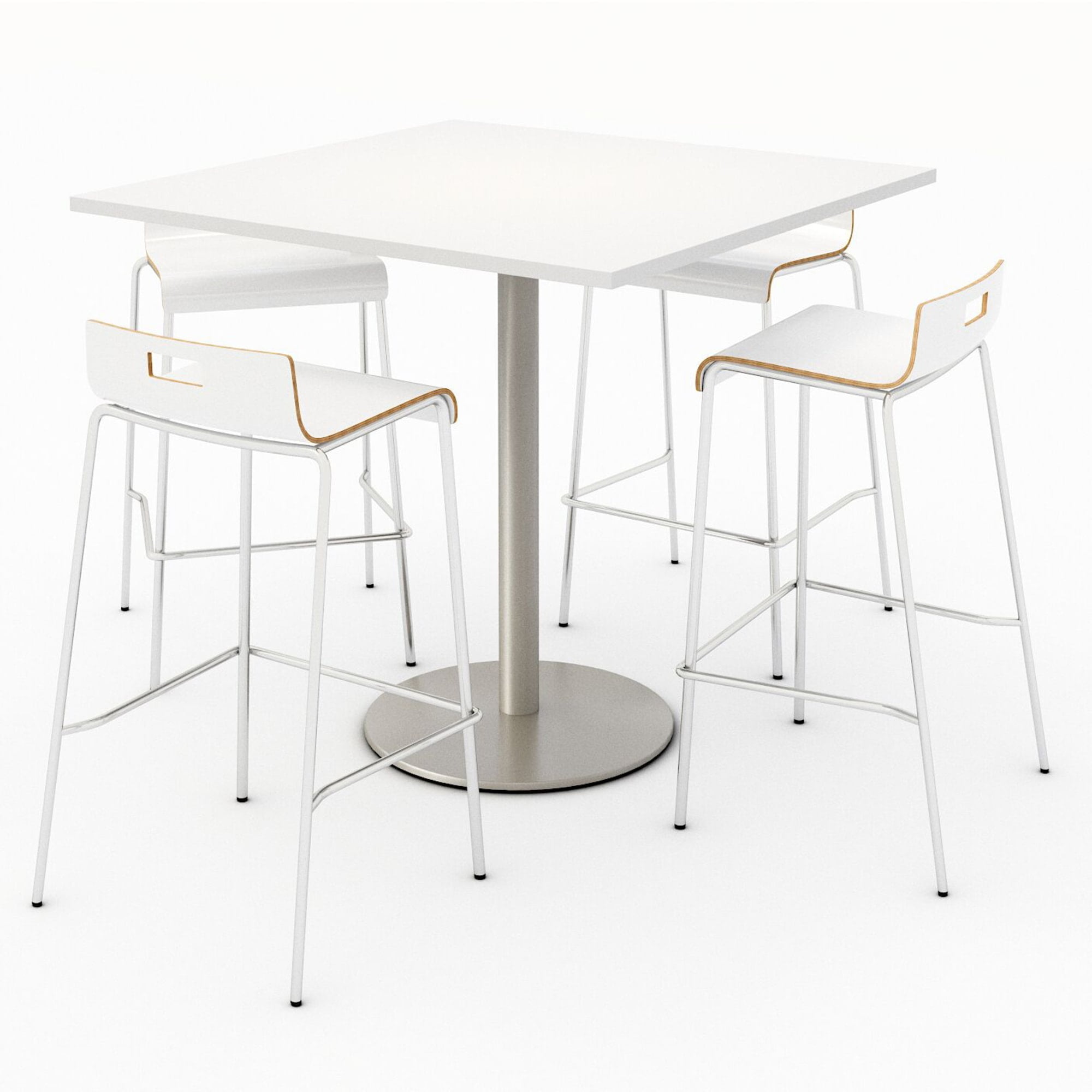 KFI Studios Mode Square 3' Bistro Table Set, Designer White, 4 White ...