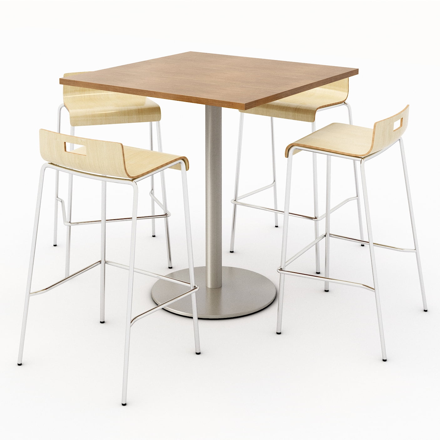 KFI Studios Mode Square 3' Bistro Table Set, River Cherry, 4 Natural ...