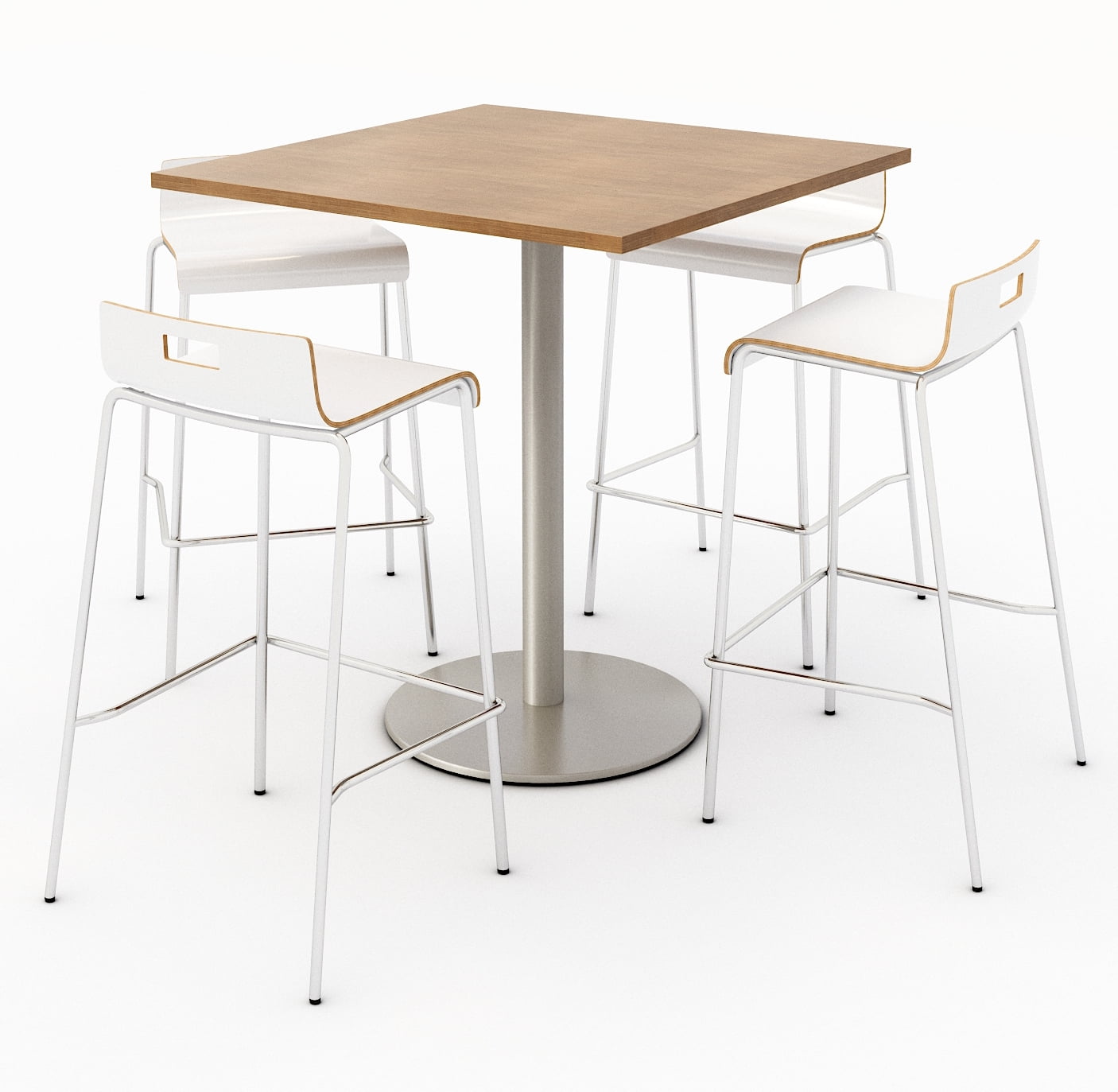 KFI Studios Mode Square 3' Bistro Table Set, River Cherry, 4 White Jive ...
