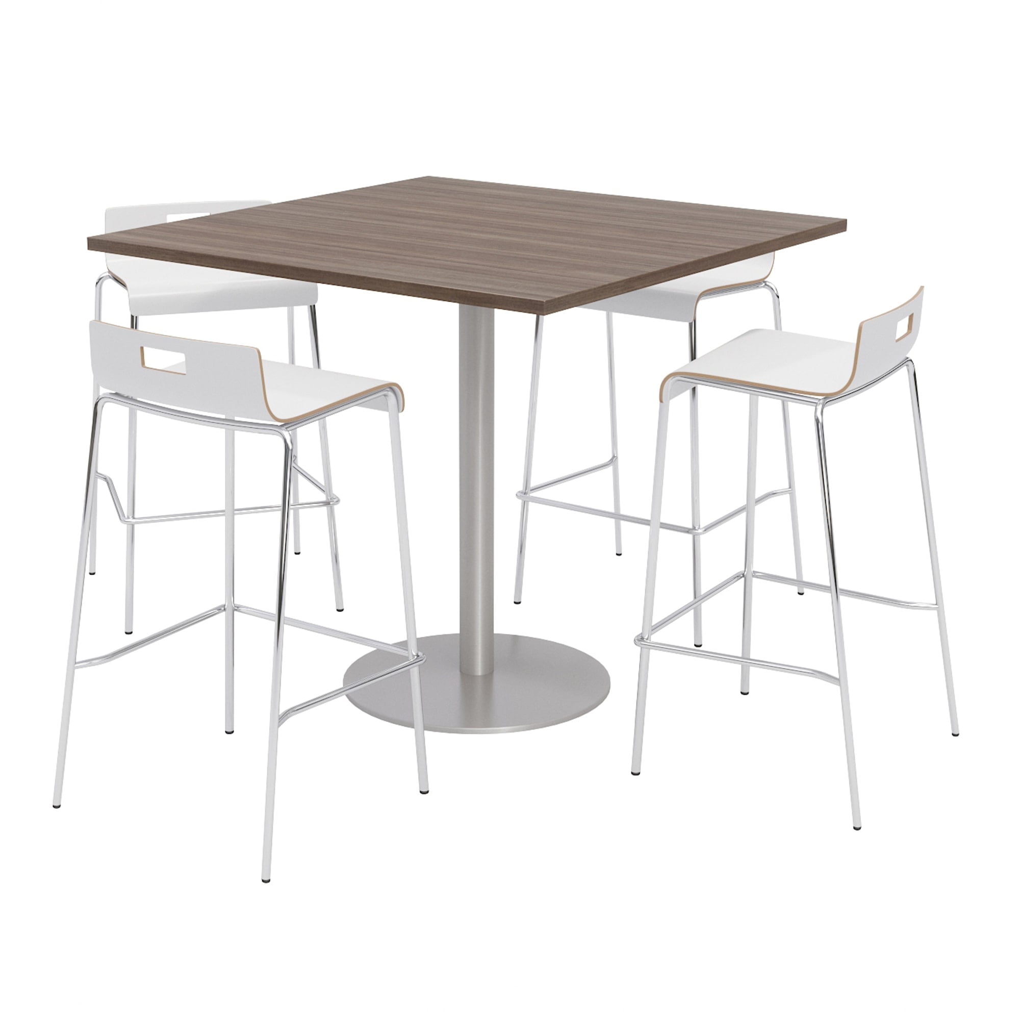 KFI Studios Mode Square 3' Bistro Table Set, Studio Teak, 4 White Jive ...