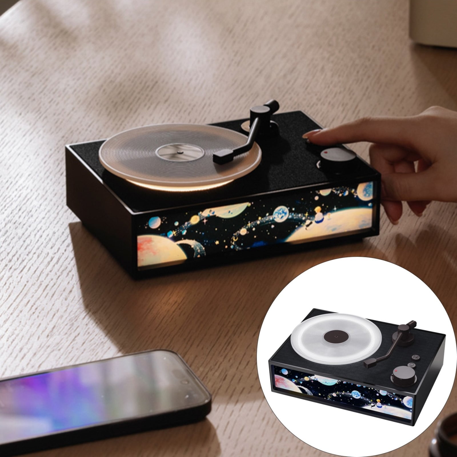 KFIWSZC Portable Bluetooth Speaker With Lights Vintage Record Player ...
