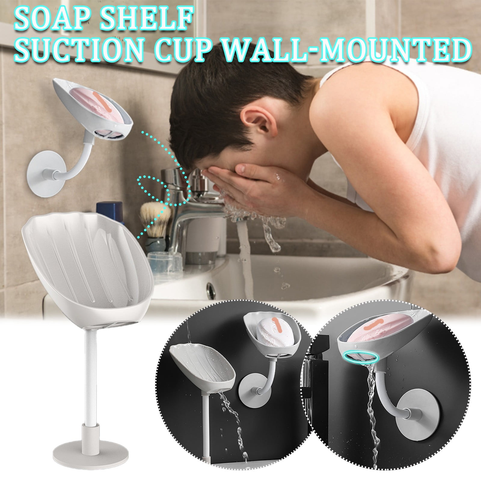 KFIWSZC Wall-Mounted Hand Washing Rack BoxSoap Rack Perforated Soap ...