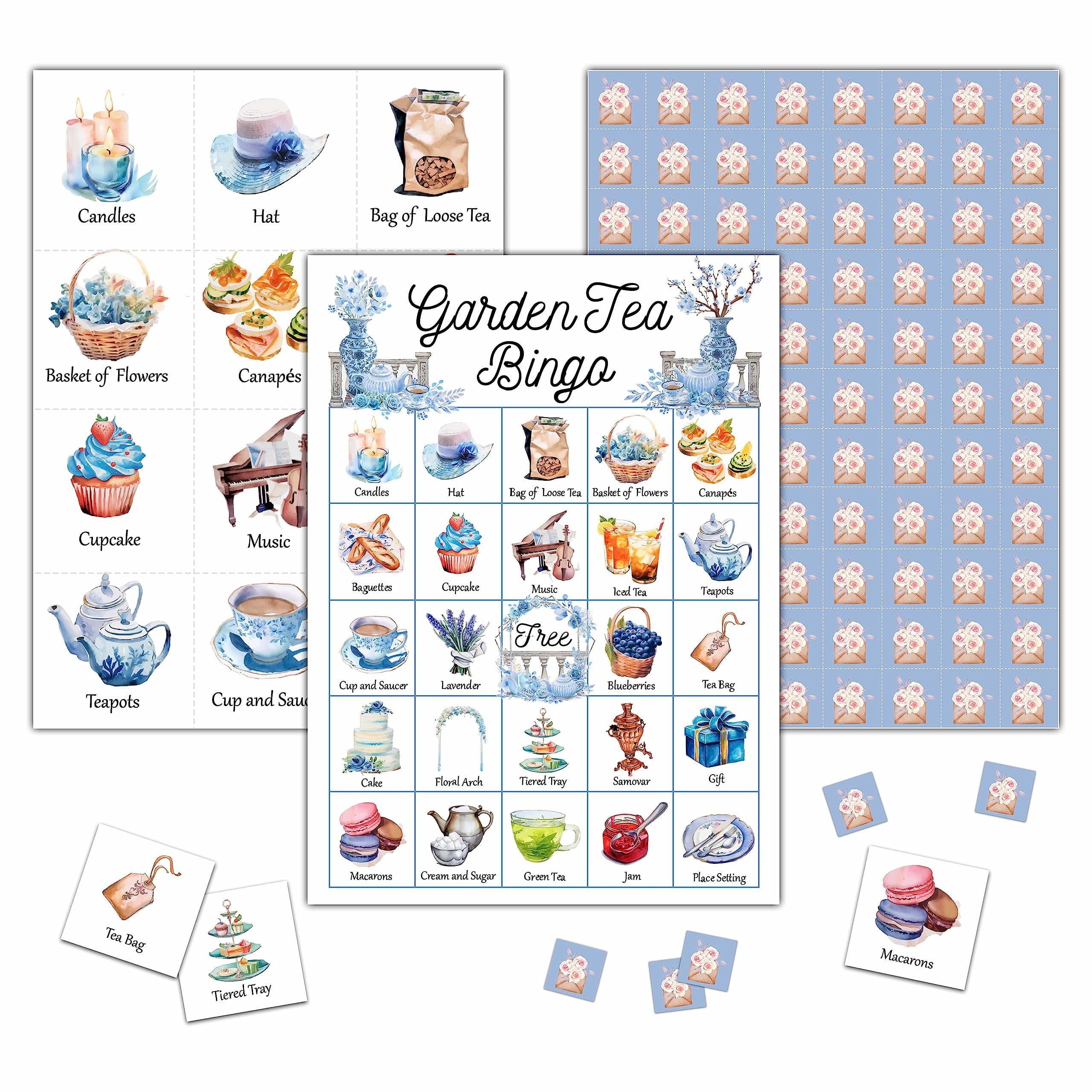 KFNER Garden Tea Bingo Game - BSL1 Tea Party Bingo Card - 24 Players ...