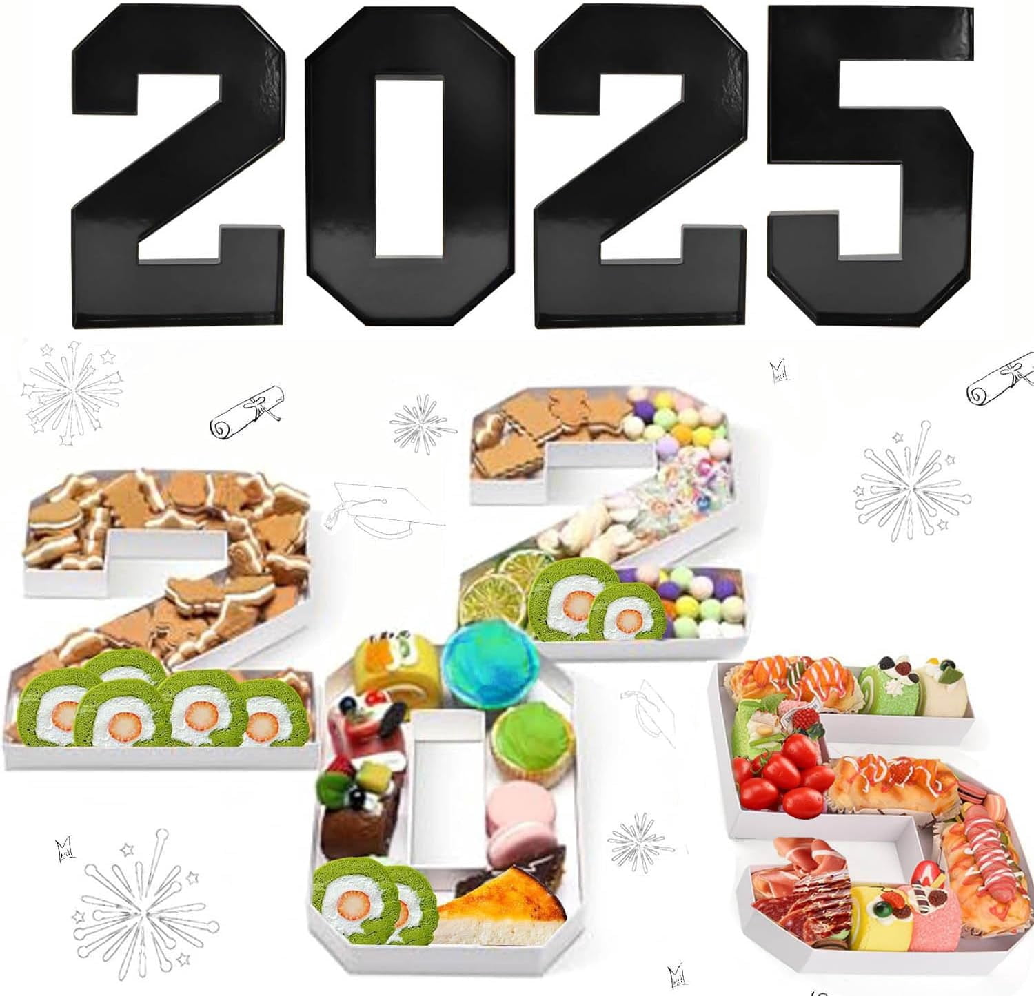 KFSOQE 2025 Number Charcuterie Board Box, Fillable Graduation Cardboard ...