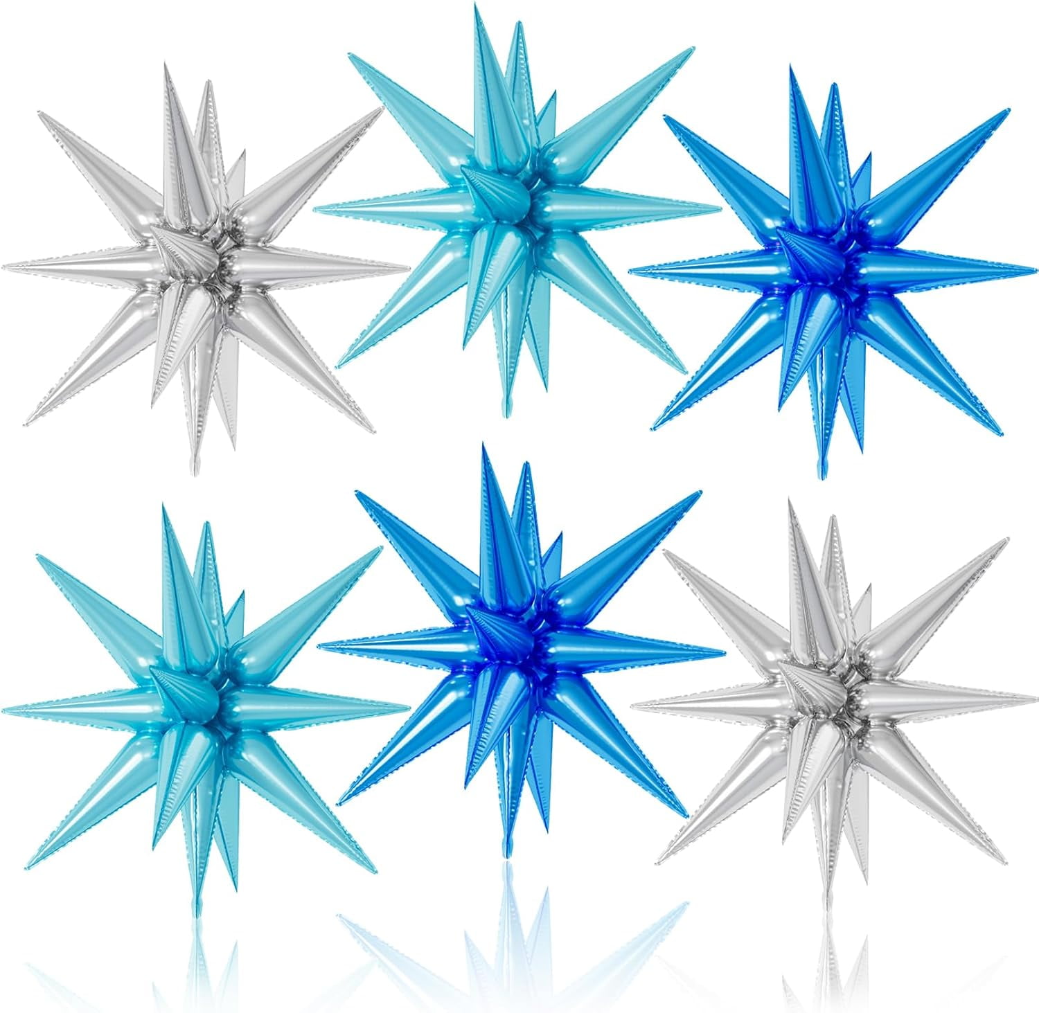 KFSOQE 6PCS Star Balloons, 22Inch Large Silver Star Balloon Explosion ...