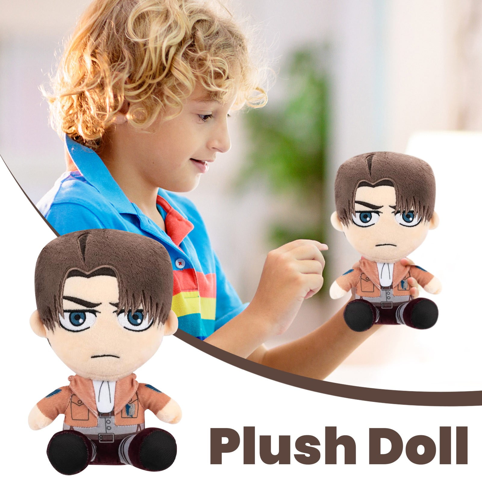 KFSOQE Attack on Titan Toys Cute Cartoon Style Eren Jaeger Soft and Huggable Plushies Handheld ...