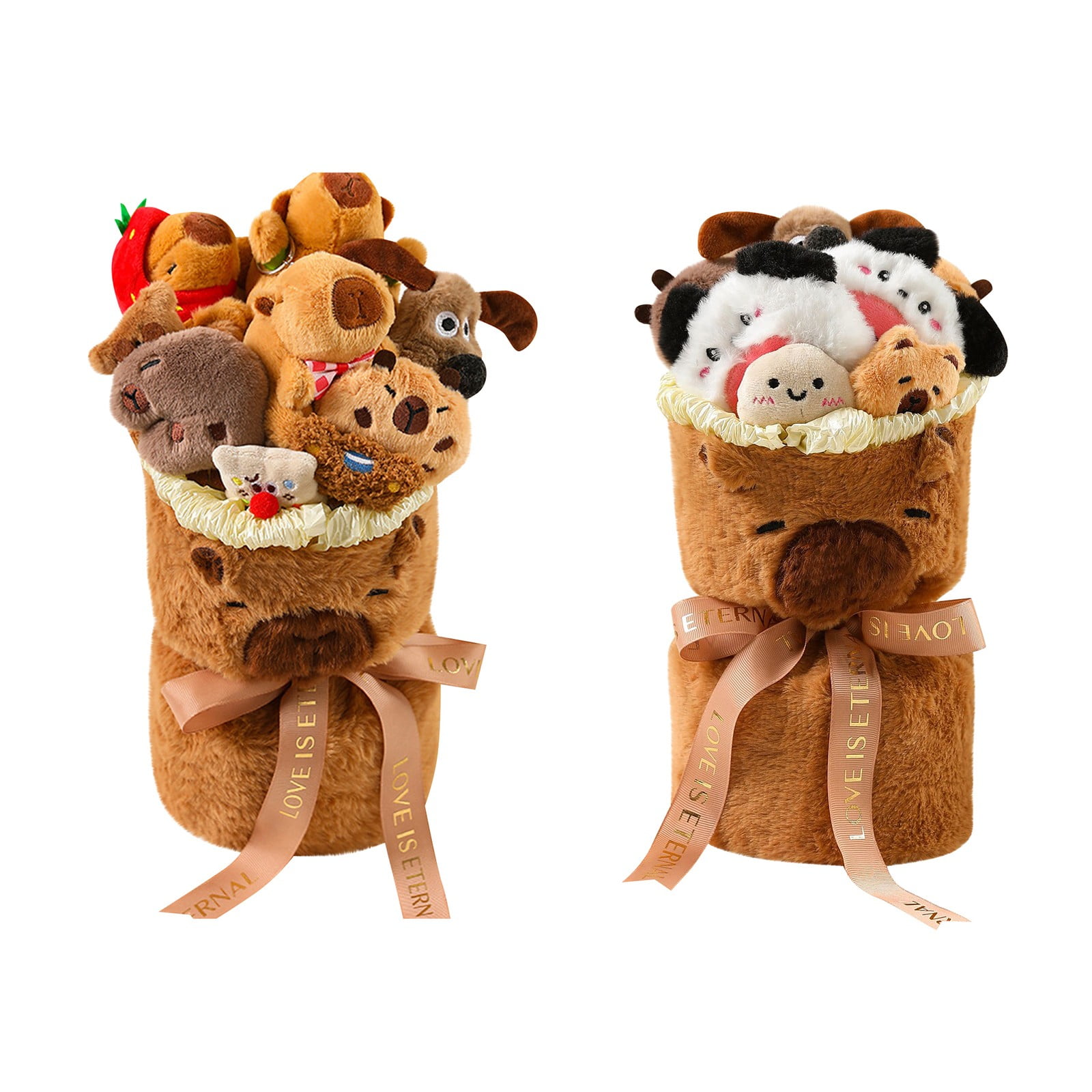 KFSOQE Capybara Plush Bouquet 2PCS Forever Flowers Cute Soft Surprise ...
