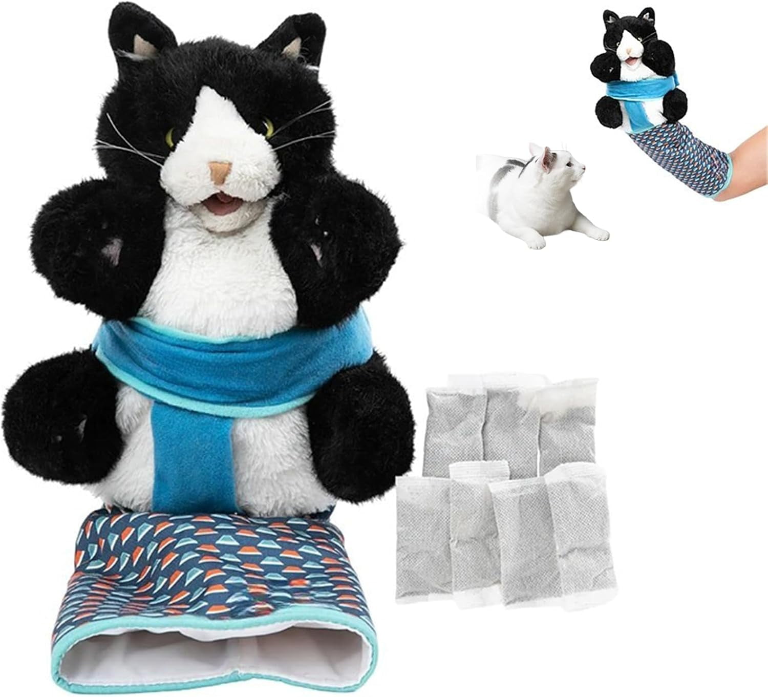 KFSOQE Cat Puppet Wrestler Cute Cat Plush Toys Finger Puppets Black and ...