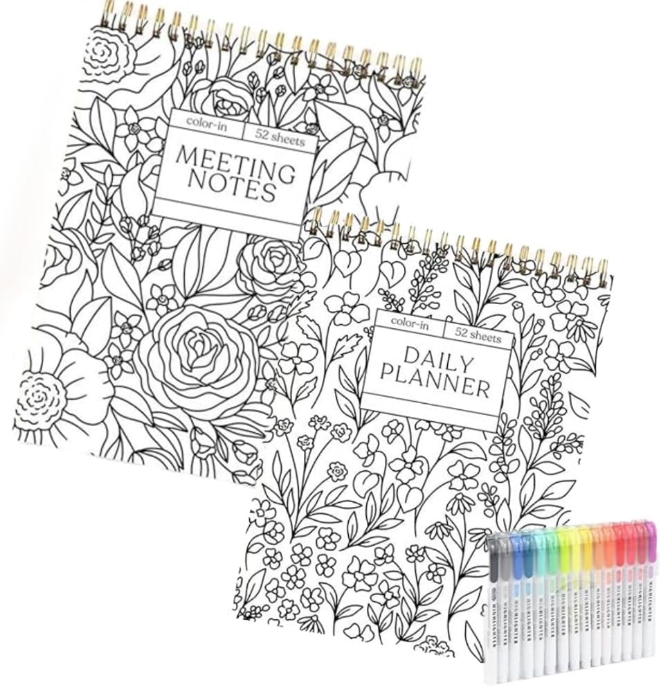 KFSOQE Color-In Spiral Notebook & Daily Planner,Task Management ...