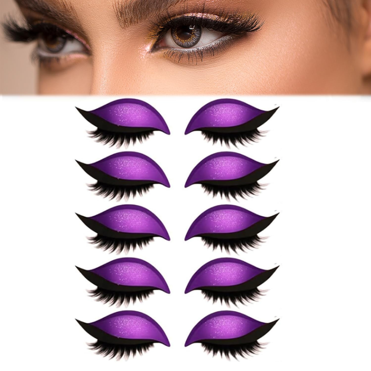 KFSOQE Colorful Eyeshadow and Lash Sticker, 2-in-1 Reusable Eye Makeup ...