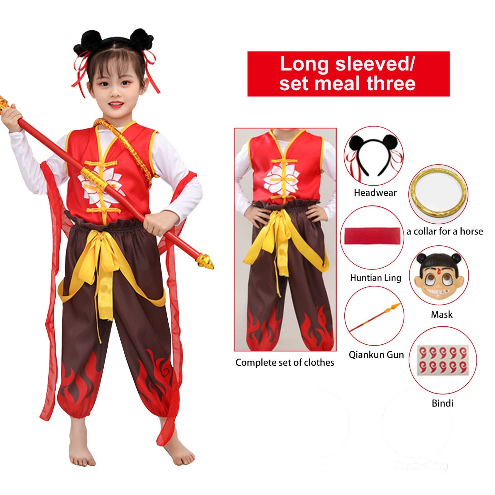 KFSOQE Cosplay Nezha Costume 9PCS Anime Cosplay Costumes for Kids Funny ...