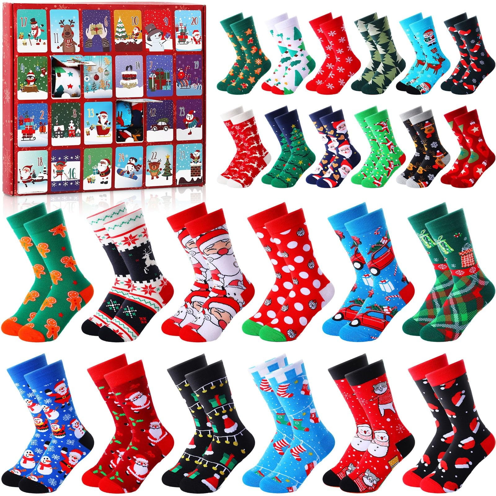 KFSOQE Cute the Gingerbread Man Socks Advent Calendar 2024 with ...