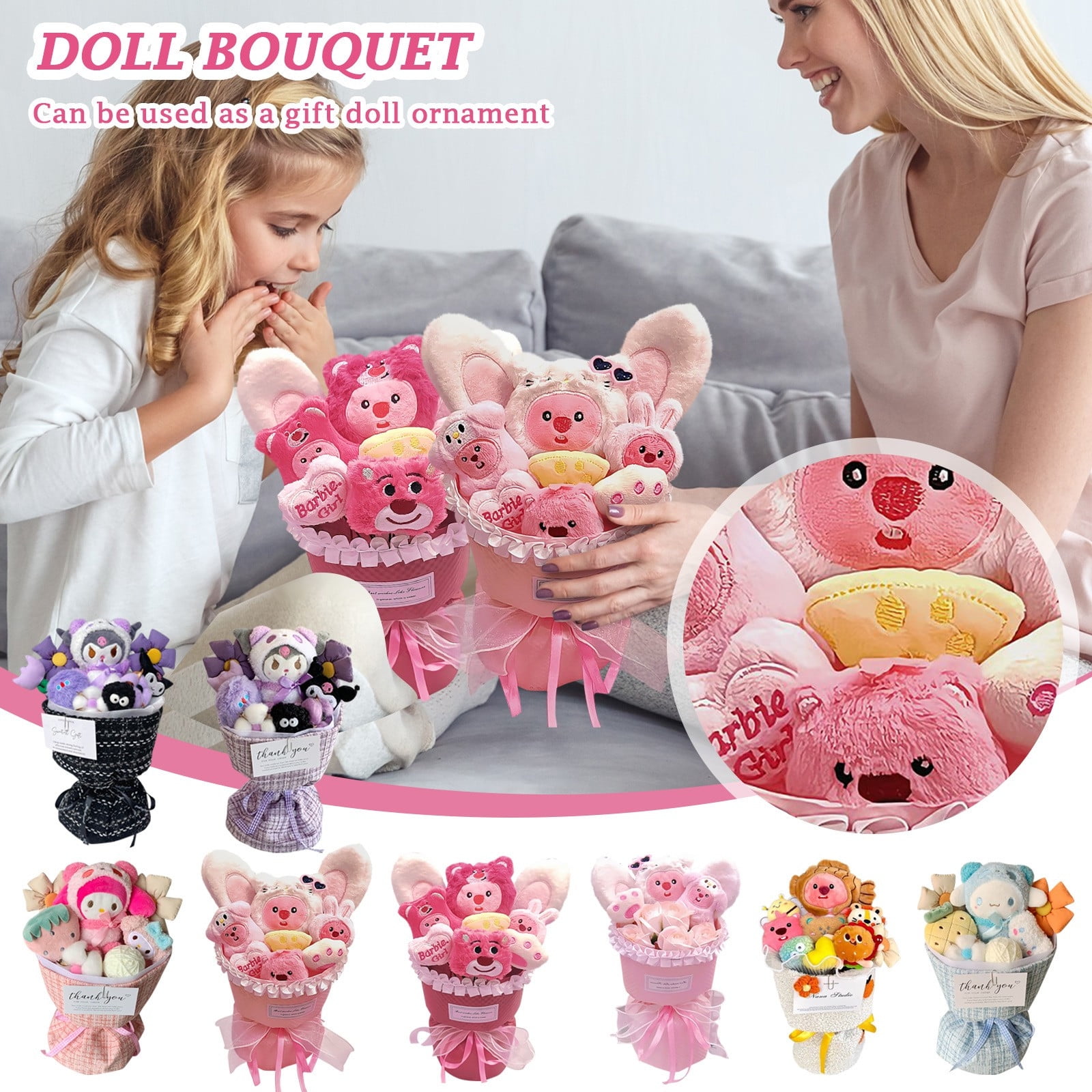 KFSOQE Cute Plush Bouquet 8PCS Gorgeous Forever Flowers Soft Squishy ...