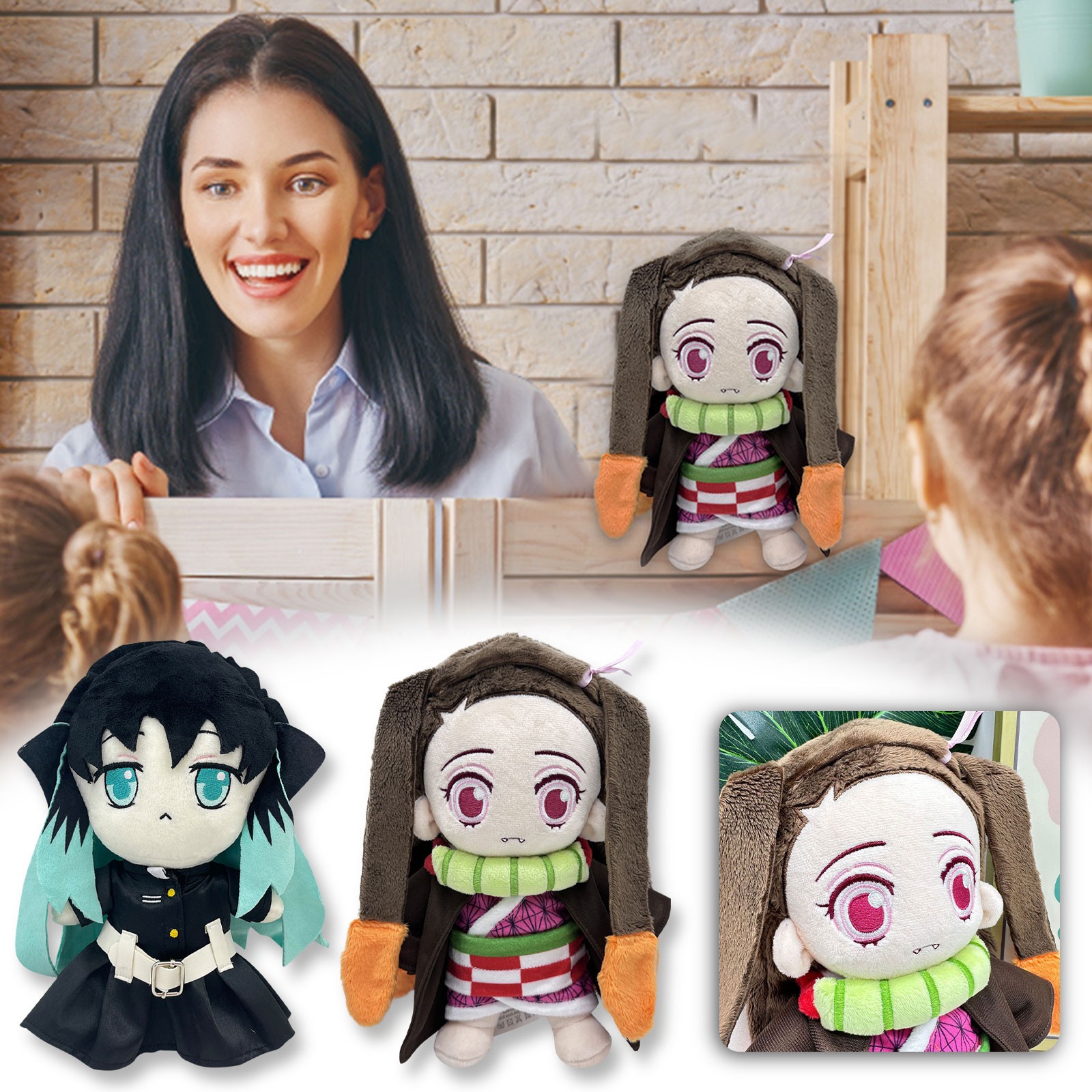 KFSOQE Demon Slayer Plushies Contains 2PCS Cute Female Character Plush ...