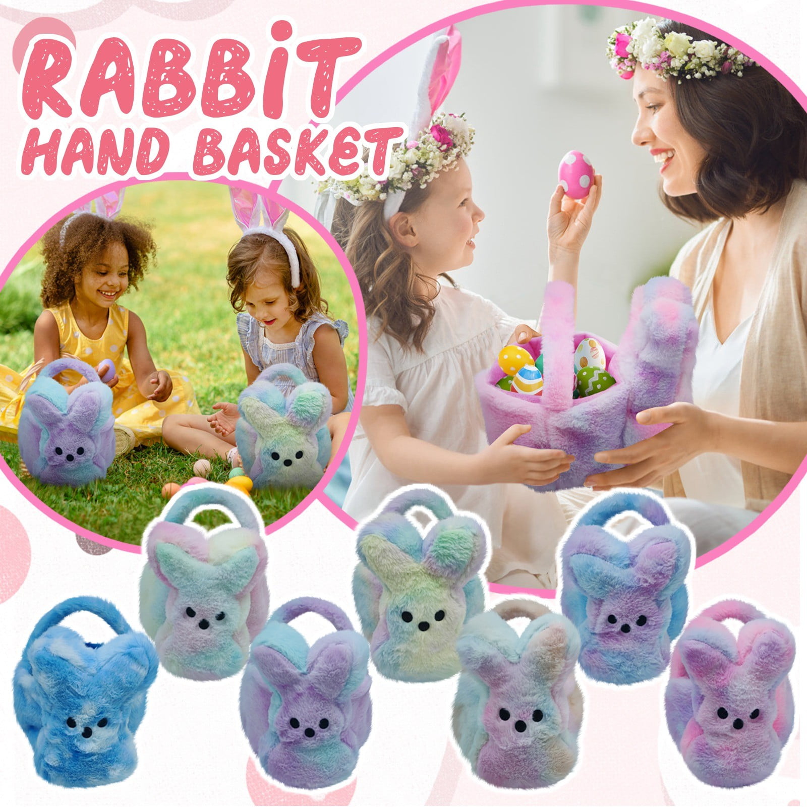 KFSOQE Easter Basket Cute Bunny Bag Party Styling Handbag Easter Bunny ...