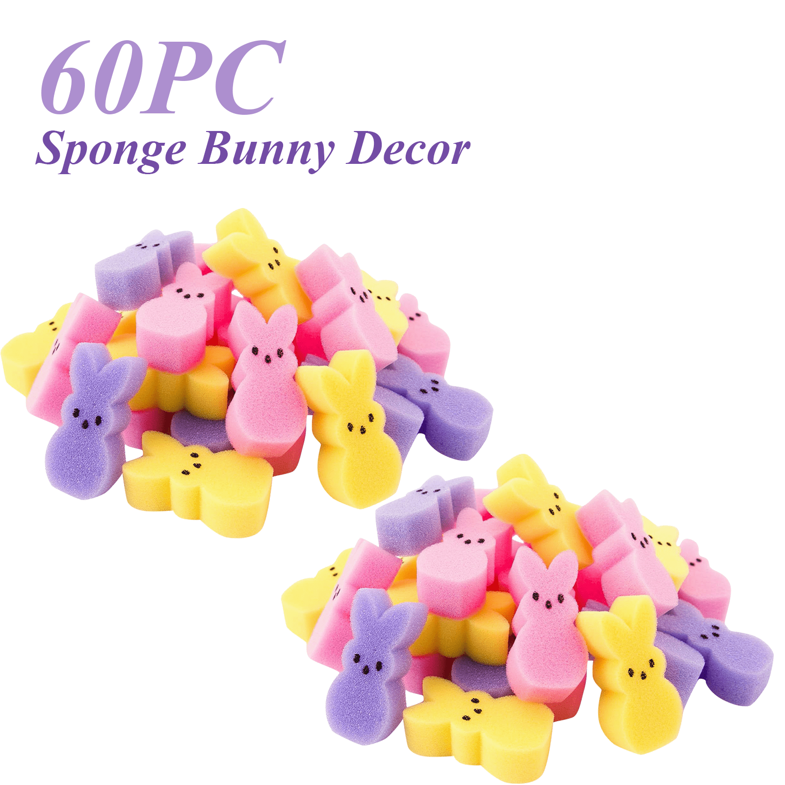 KFSOQE Easter Peep Sponges, 60PCS Sponge Easter Peeps, Sponge Peeps, Easter Sponge Bunnies Vase ...