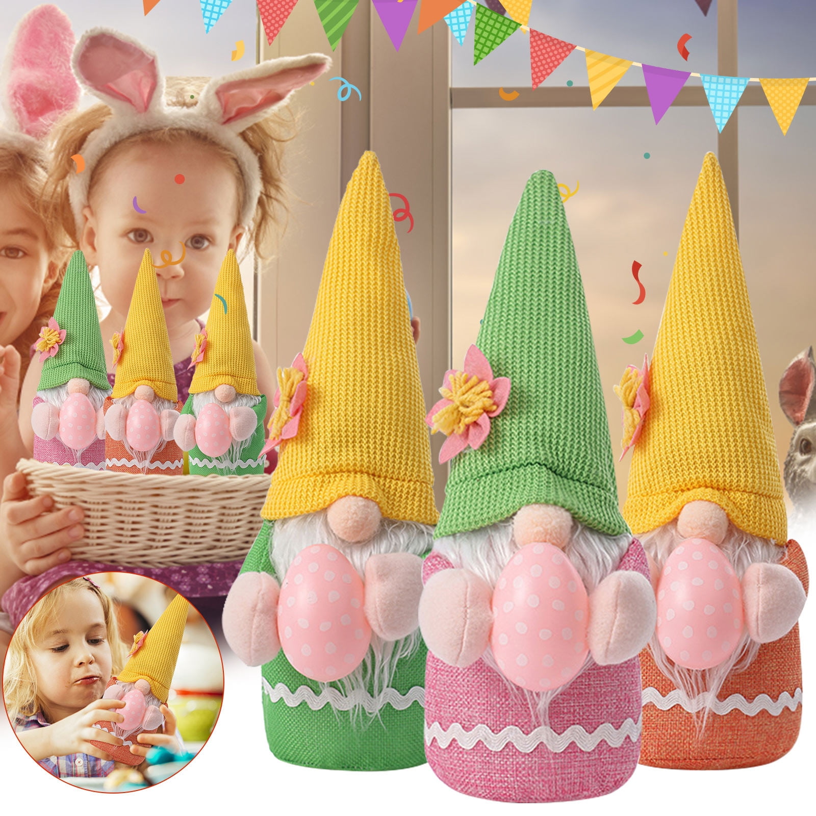 KFSOQE Easter Plush Toys 3PCS Cute Dwarf Dolls for Girls Wearing Top ...