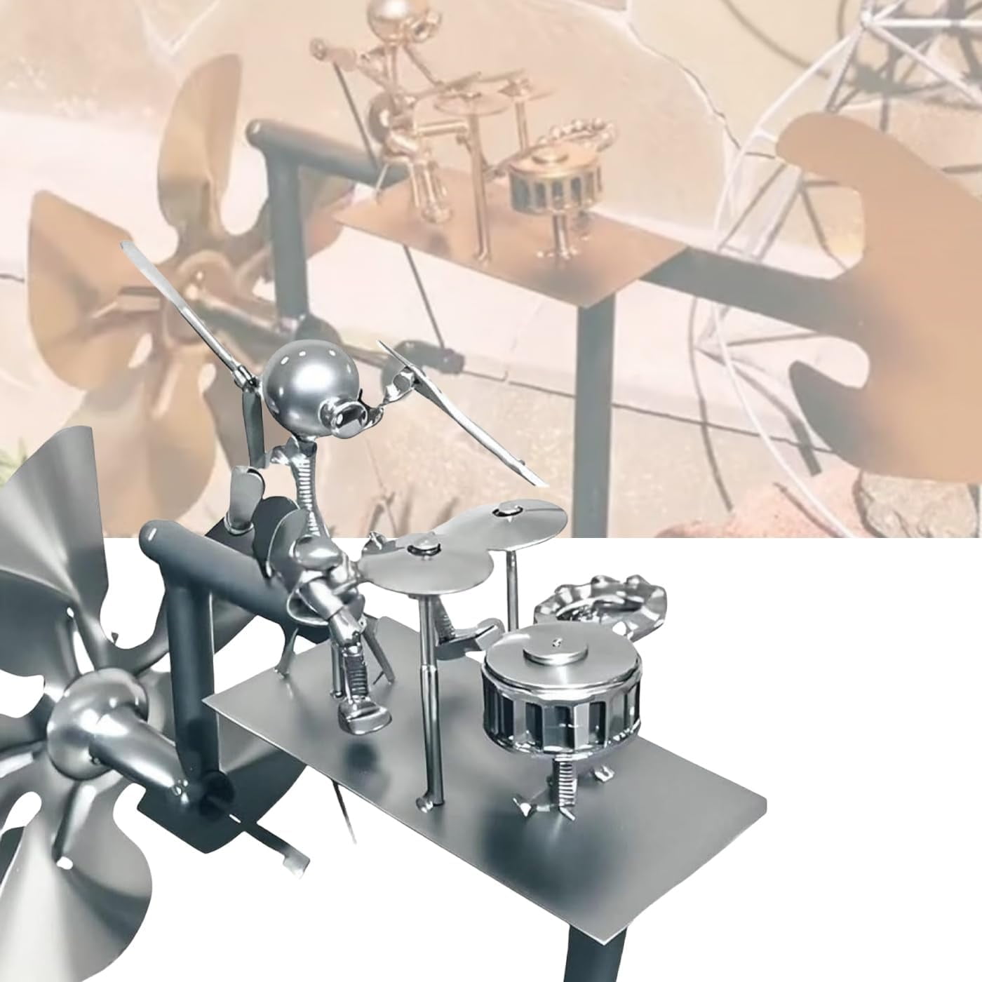 KFSOQE Handmade Metal Drummer Windmill Drummer Windmill Garden ...