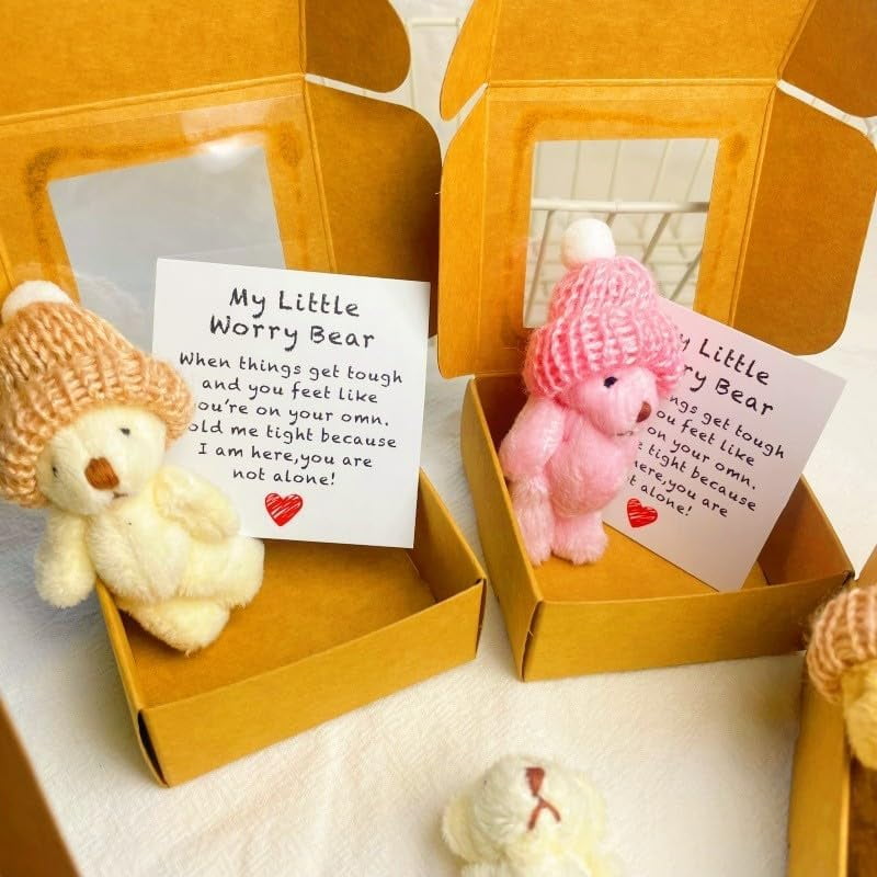 KFSOQE Handmade Mini Plush Teddy Bear in Box, Little Bear in A Box ...