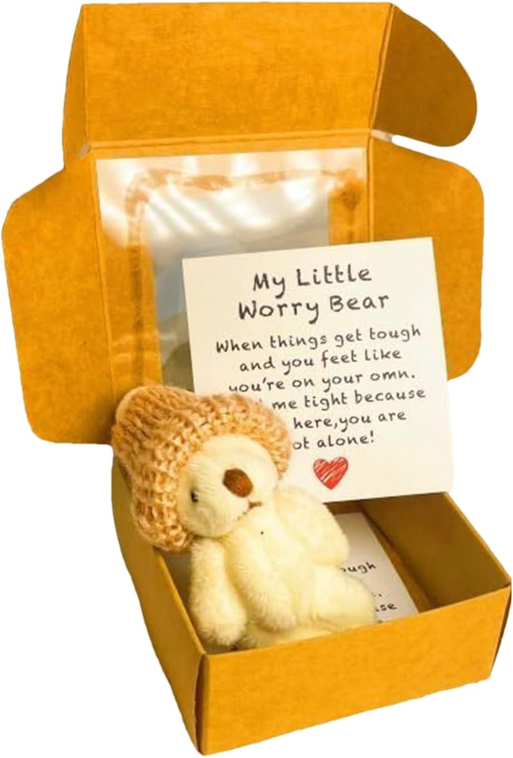 KFSOQE Little Bear in a Box | Brown Pocket Bear with Inspirational Card ...