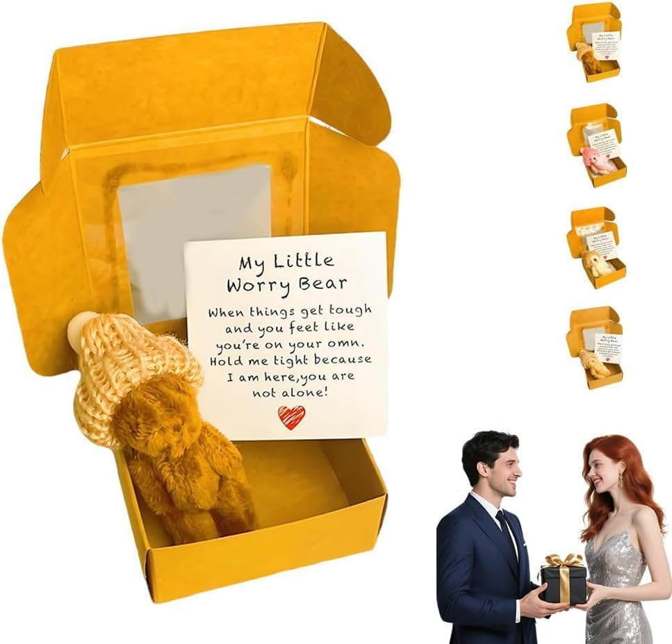 KFSOQE Little Bear in Box, Handmade Mini Plush Teddy Bear in Box,My Little Worry Bears with ...