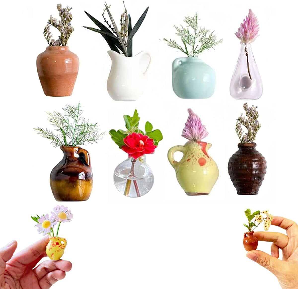 KFSOQE Mini Vase Magnets for Fridge, Mini Ceramic Vase Magnets, 3D ...