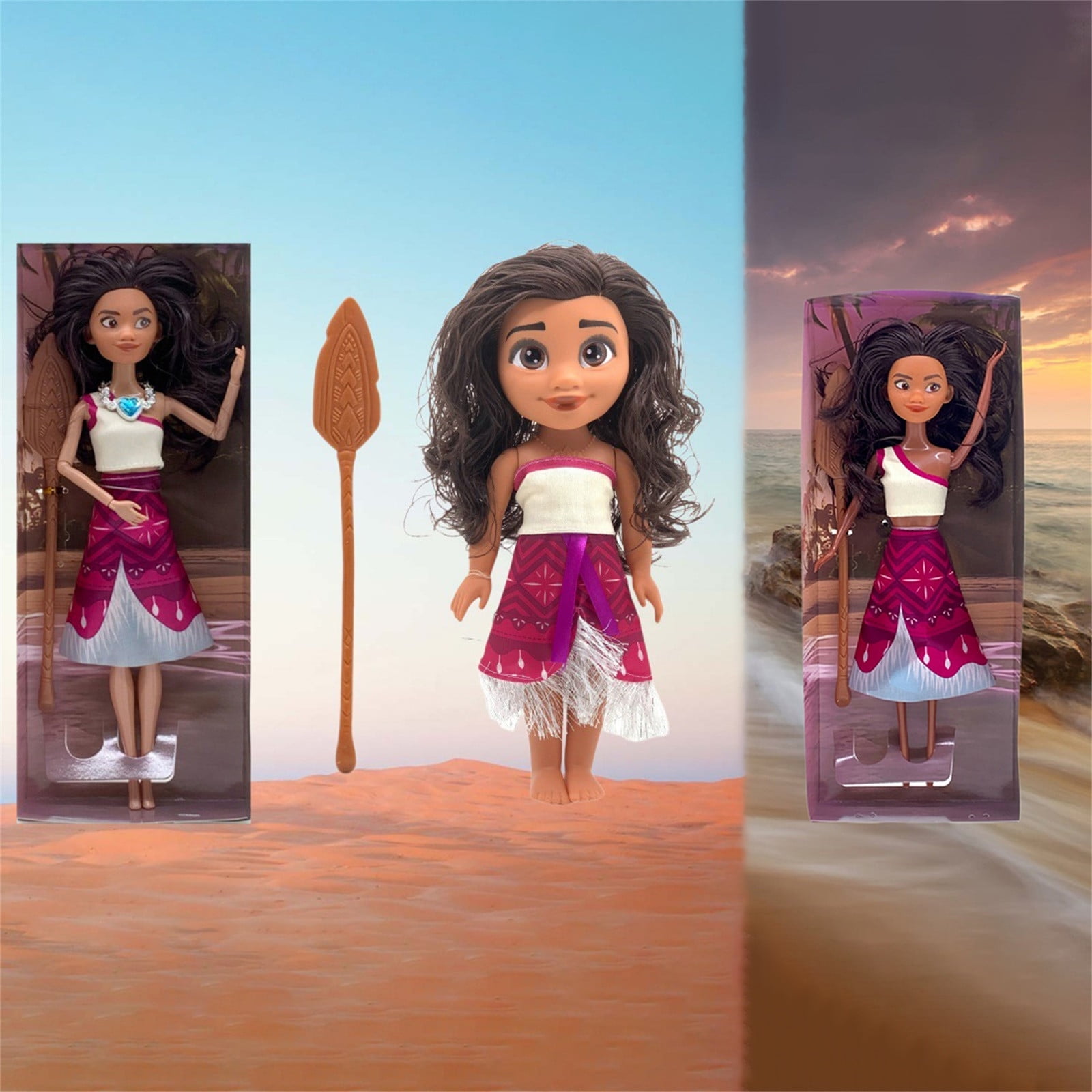 KFSOQE Moana Toys Petite Set 3PCS with Accessories Princess Moana ...