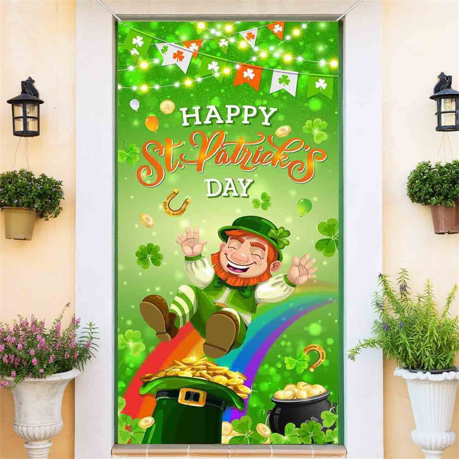KFSOQE St Patricks Day Accessories Green Decorative Door Cover Cloth ...