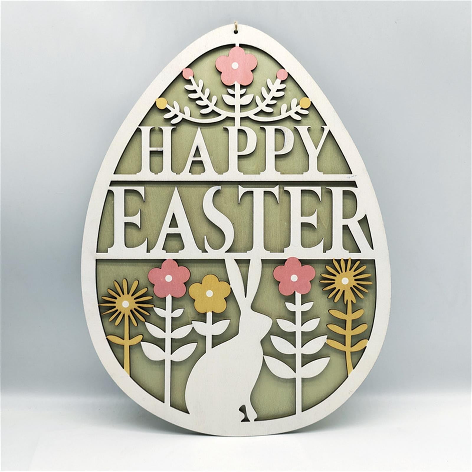 KFSOQE Wreaths for Front Door Wooden Door Sign Easter Eggs Decor Easter ...