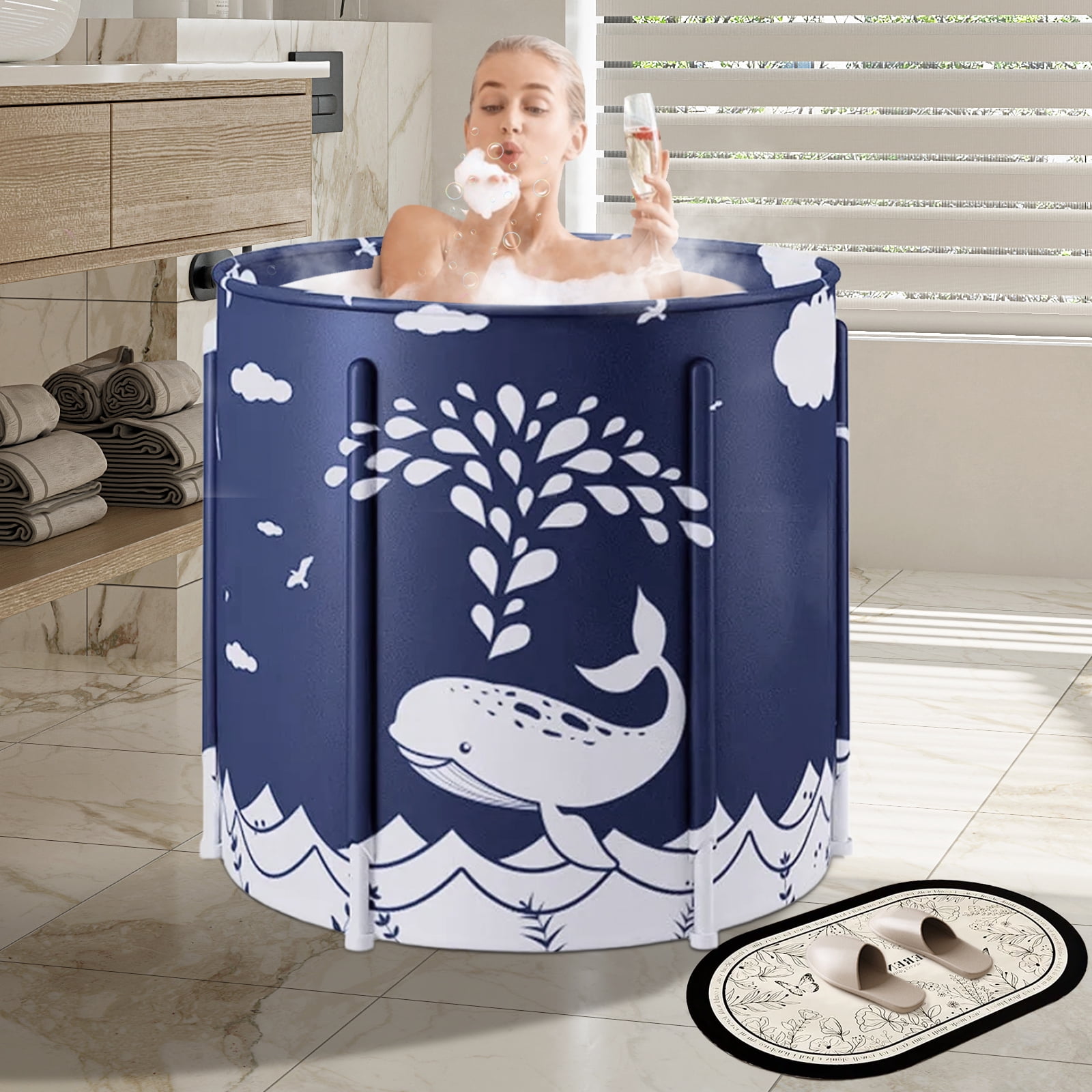 KFeng 27'' Portable Foldable Bathtub for Adult Kids,Foldable,with A Lid ...