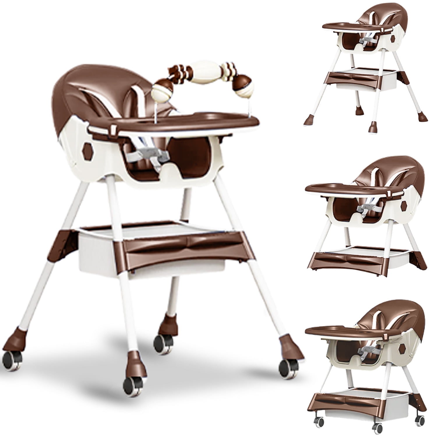 KFeng 4-in-1 Foldable Baby High Chair,Combines Play and Dining ...