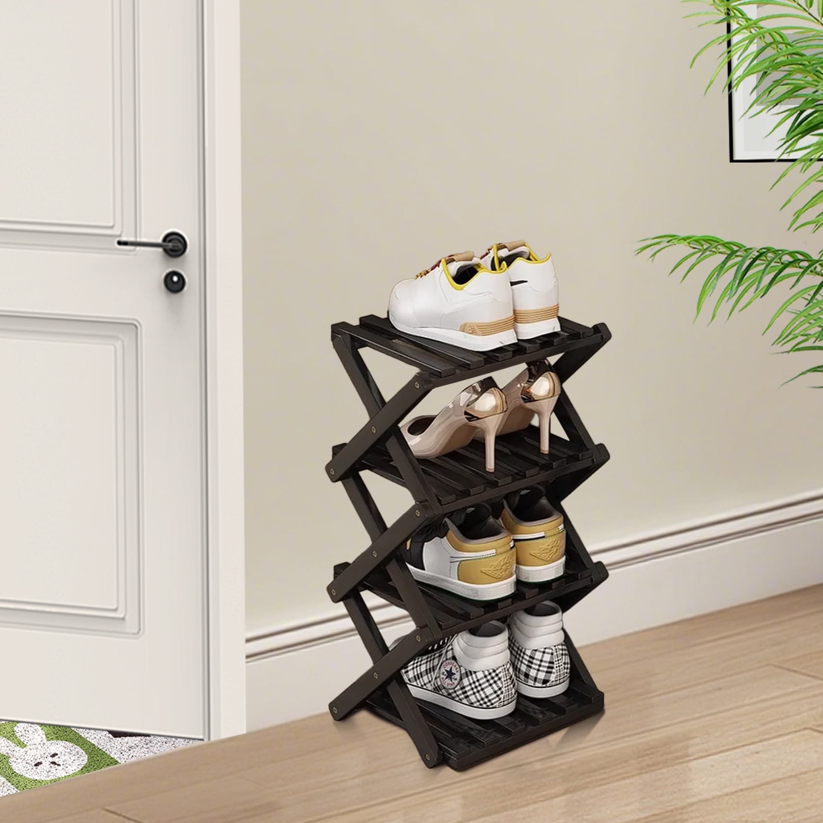 KFeng 4Tier Narrow Shoe Rack for Small Spaces,Sturdy Vertical Organizer ...