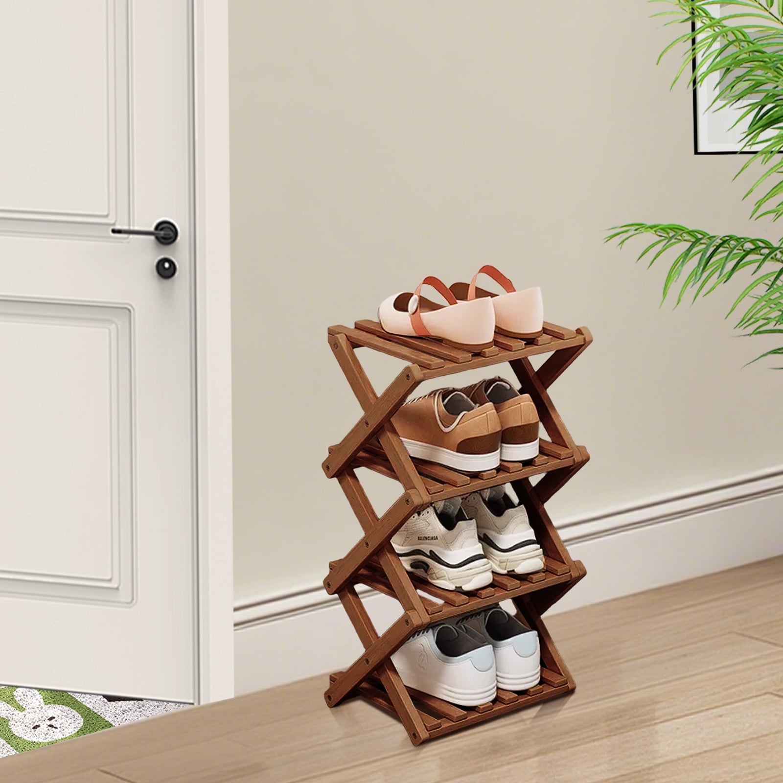 KFeng 4Tier Narrow Shoe Rack for Small Spaces,Sturdy Vertical Organizer ...