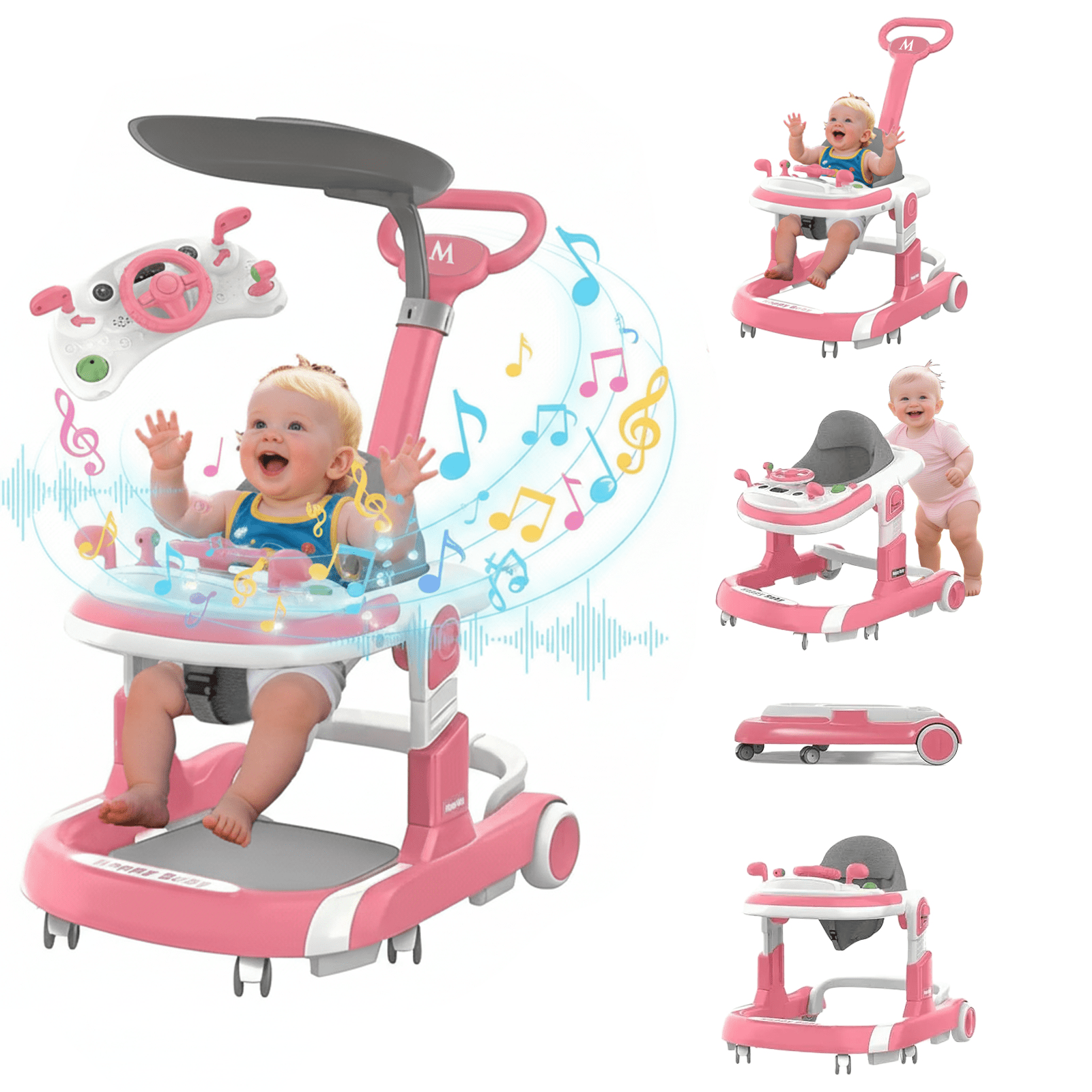 KFeng 6-in-1 Baby Walker with Steering Toy,6-24M,Direction Training ...