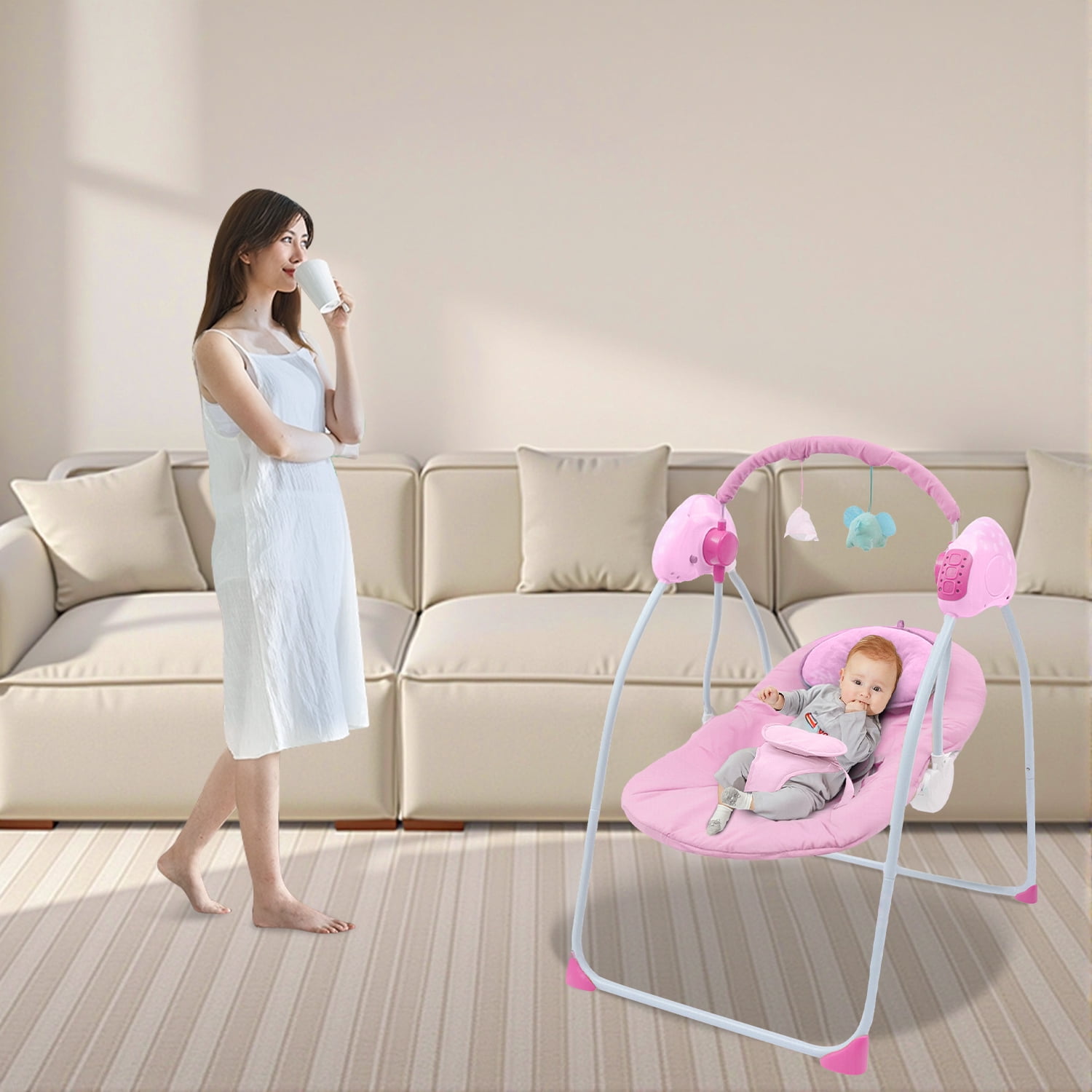 KFeng Baby Swing for Newborns-Electric Motorized Infant Swing ...