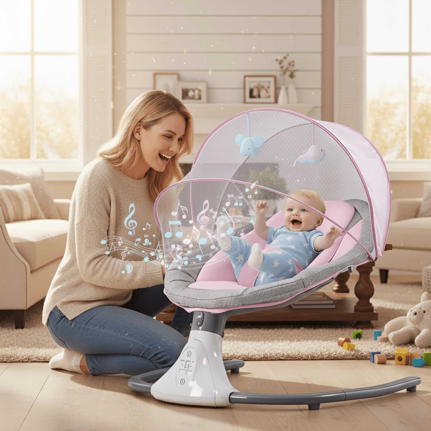 KFeng Electric Baby Swing with Bluetooth,Remote Control-Portable Rocker ...