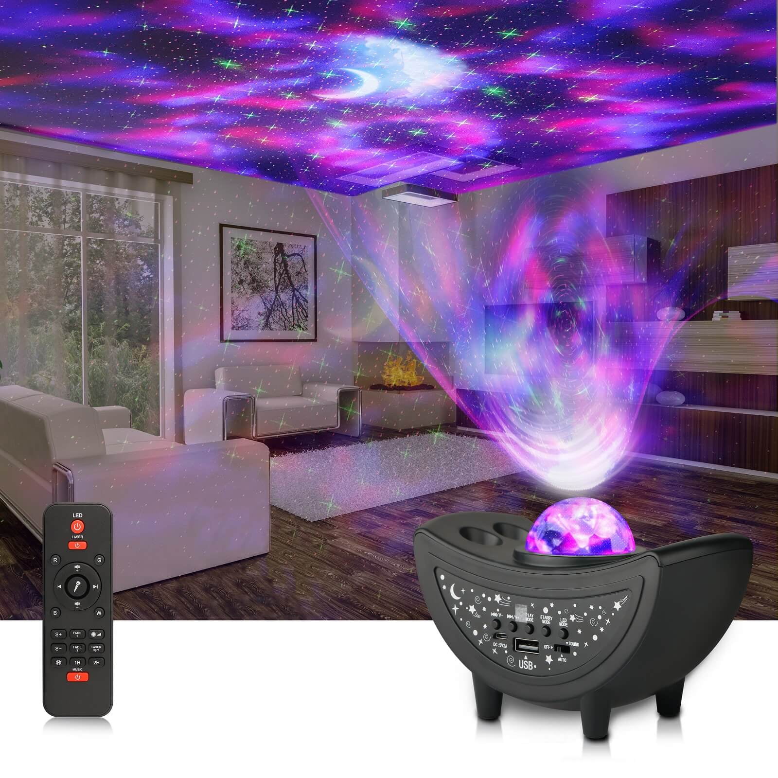 KGAR Voice-Activated Galaxy Star LED Night Light - Walmart.com