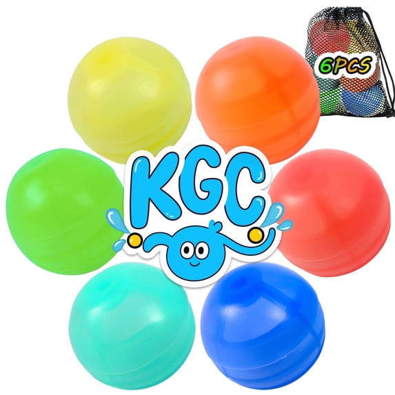 KGC 6 Packs Reusable Water Balloons, Quick-Fill Silicone Splash Balls ...
