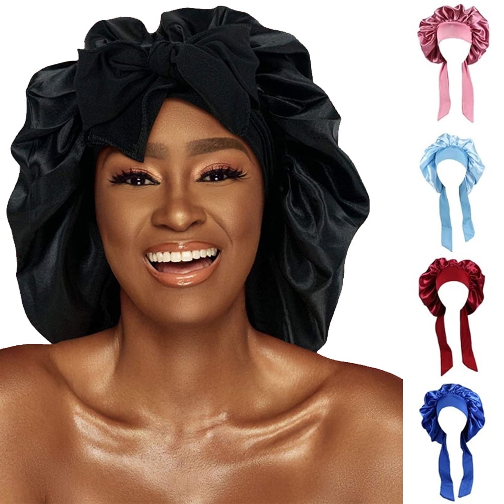KGJQ Wide Elastic Band Soft Breathable Female Bonnet Silk, Burgundy ...