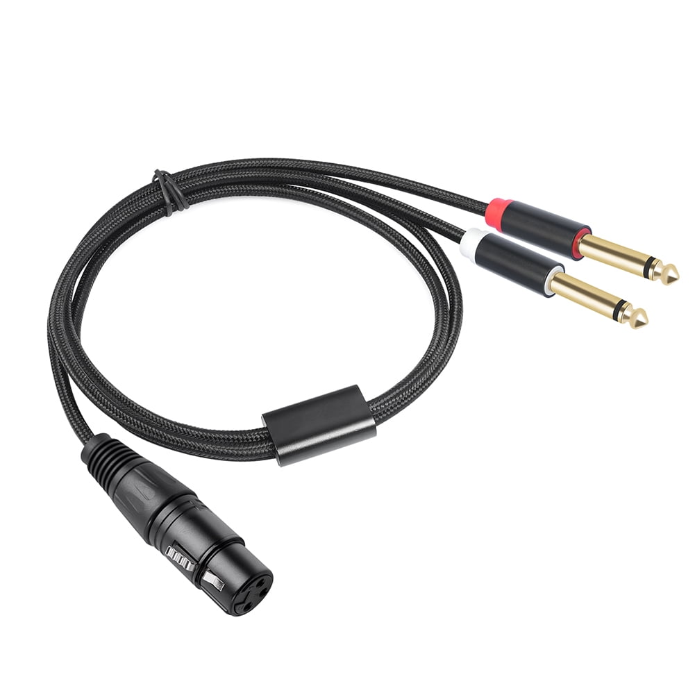 KGOTA 1/2/3M Female Xlr To Double 6.35mm Mono Ts Plug Mic Cable Gold-plated Plug Xlr To Dual 6 ...