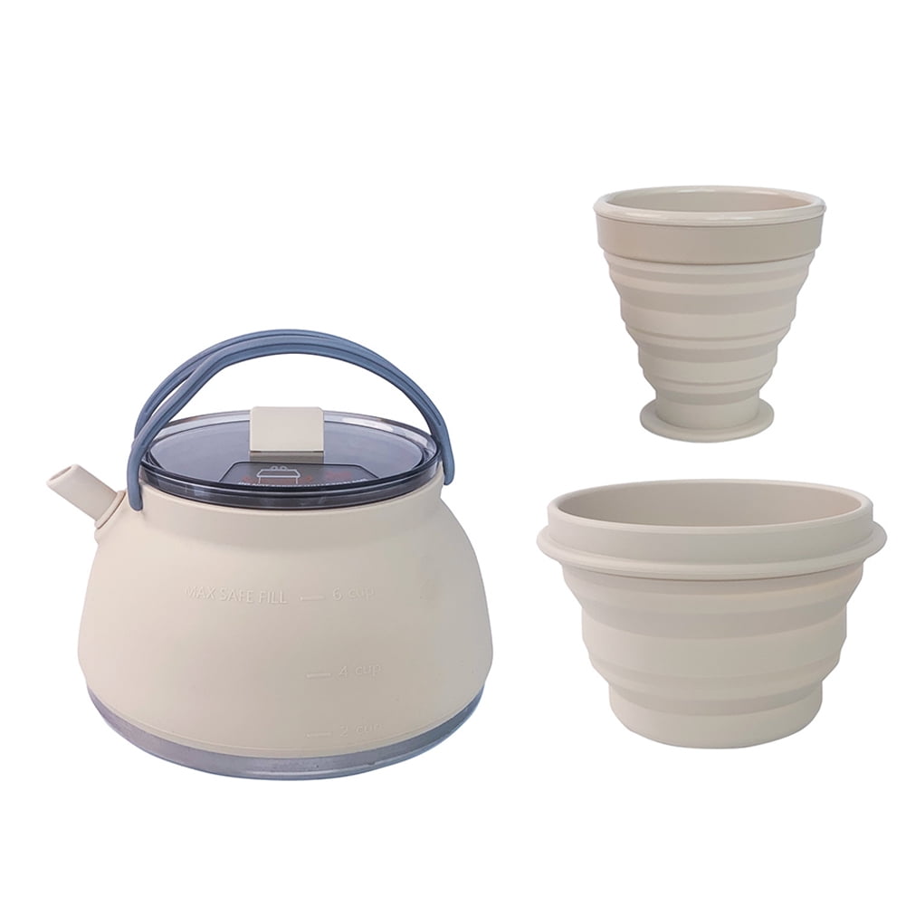 KGOTA 1.5L Silicone Camping Cook Pot Collapsible Camping Kettle with ...