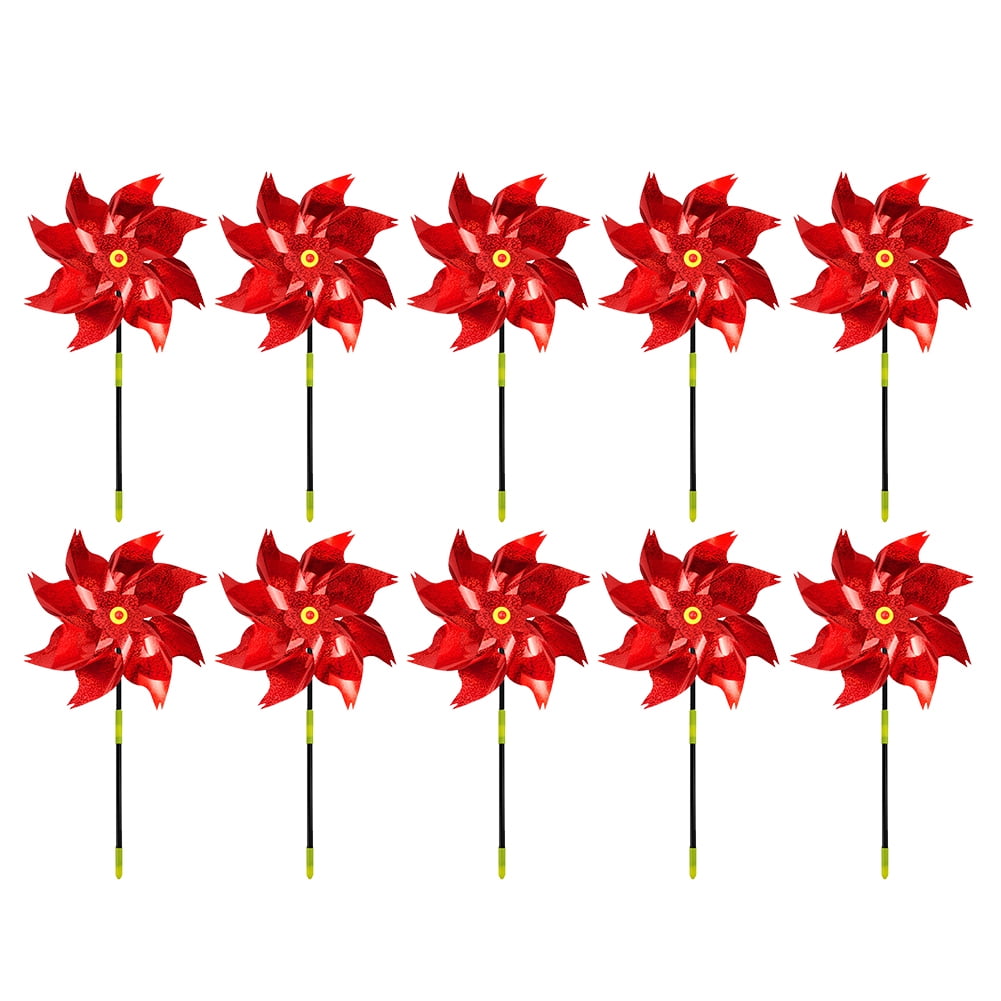 KGOTA 10 Pack Reflective Pinwheels Sparkly Bird Repellent Windmill ...