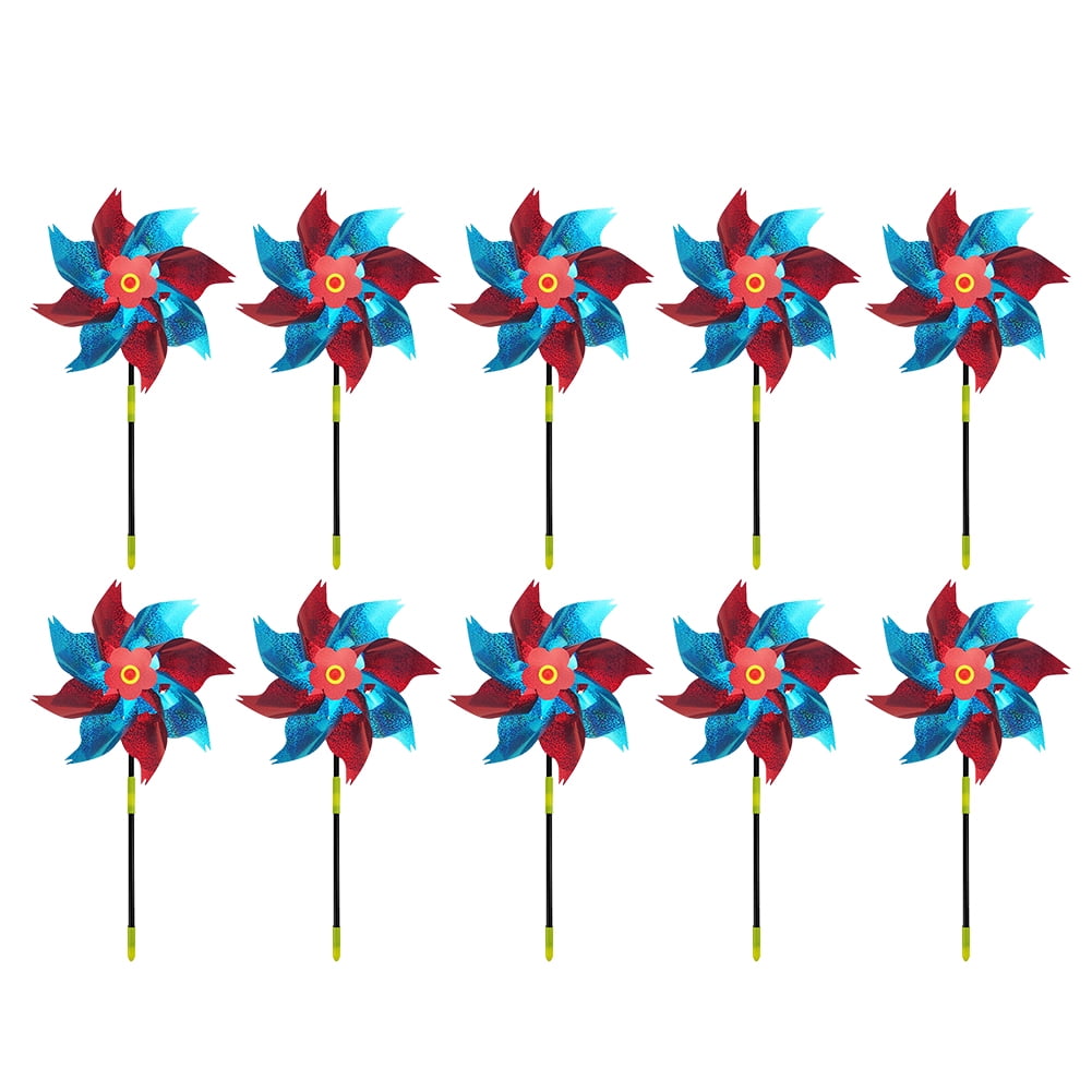 KGOTA 10 Pack Reflective Pinwheels Sparkly Bird Repellent Windmill (Red ...